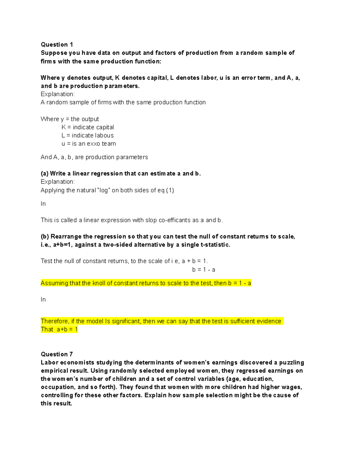 Macroeconomics Real World Q2 - Question 1 Suppose you have data on ...
