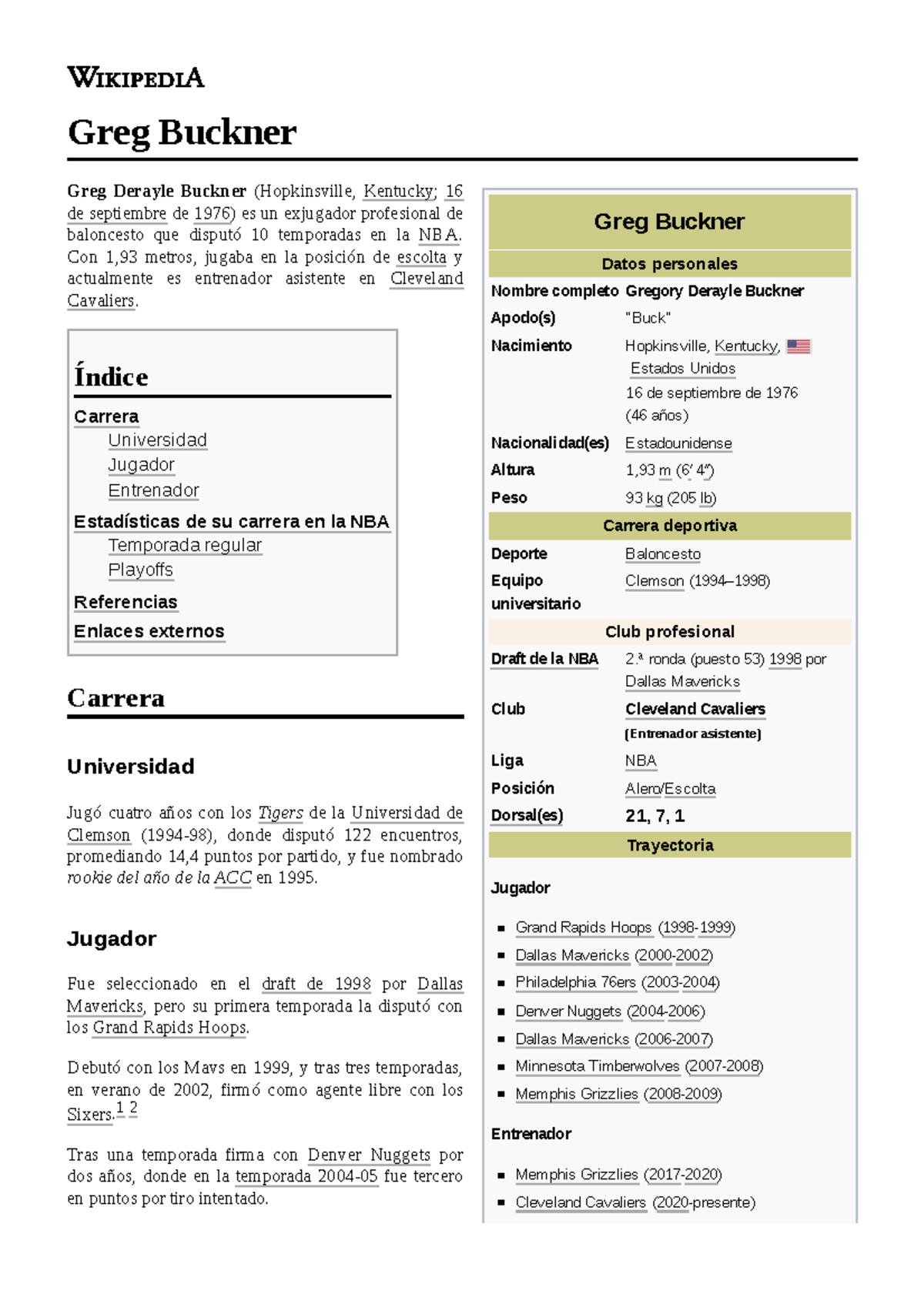 Greg Buckner - Greg Buckner Datos personales Nombre completo Gregory ...