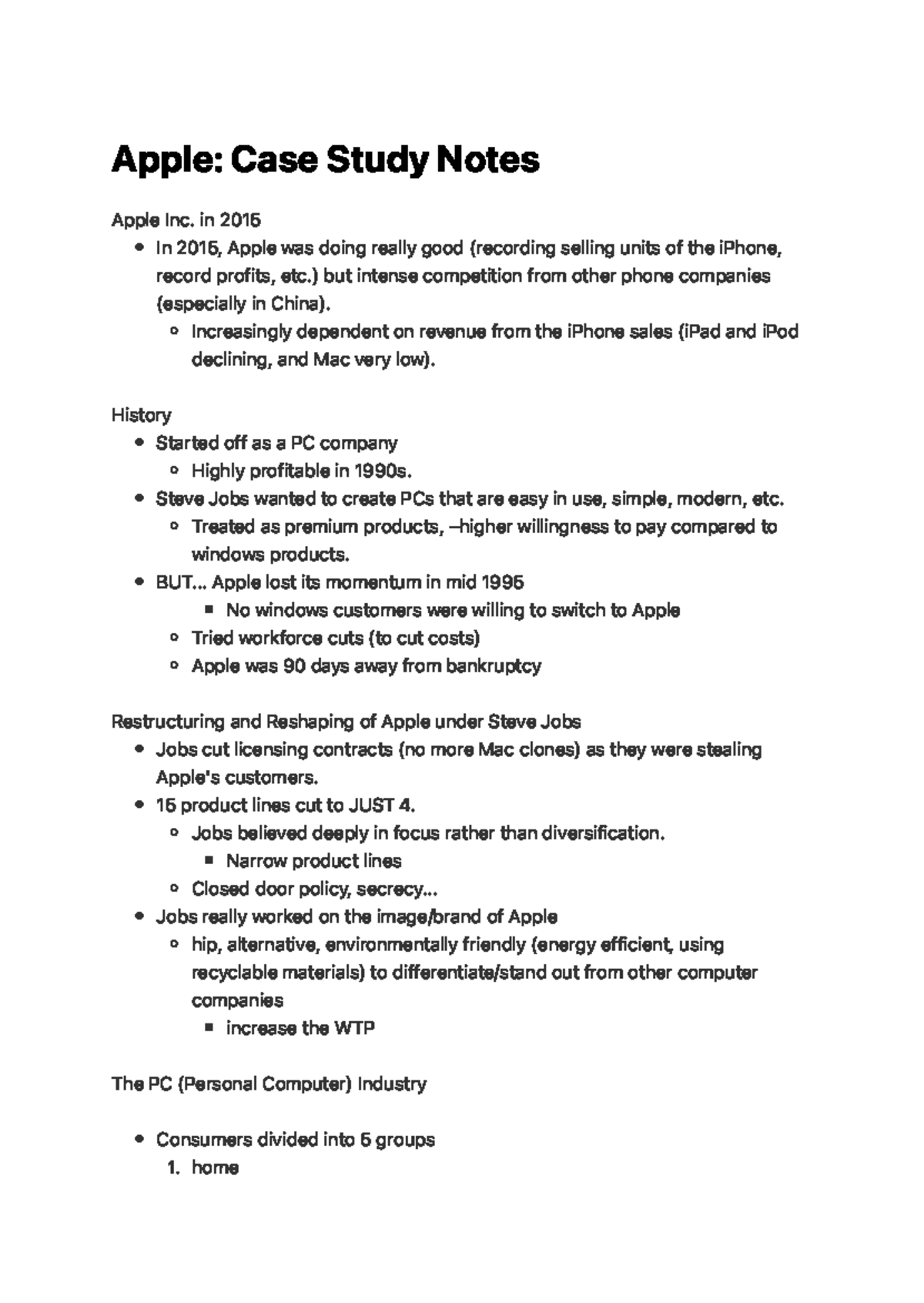 Apple Case Study Notes - Apple: Case Study Notes Apple Inc. in 2015 ...