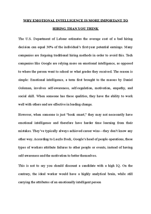 Ability model - UNIT III MODELS OF EMOTIONAL INTELLIGENCE The Ability ...