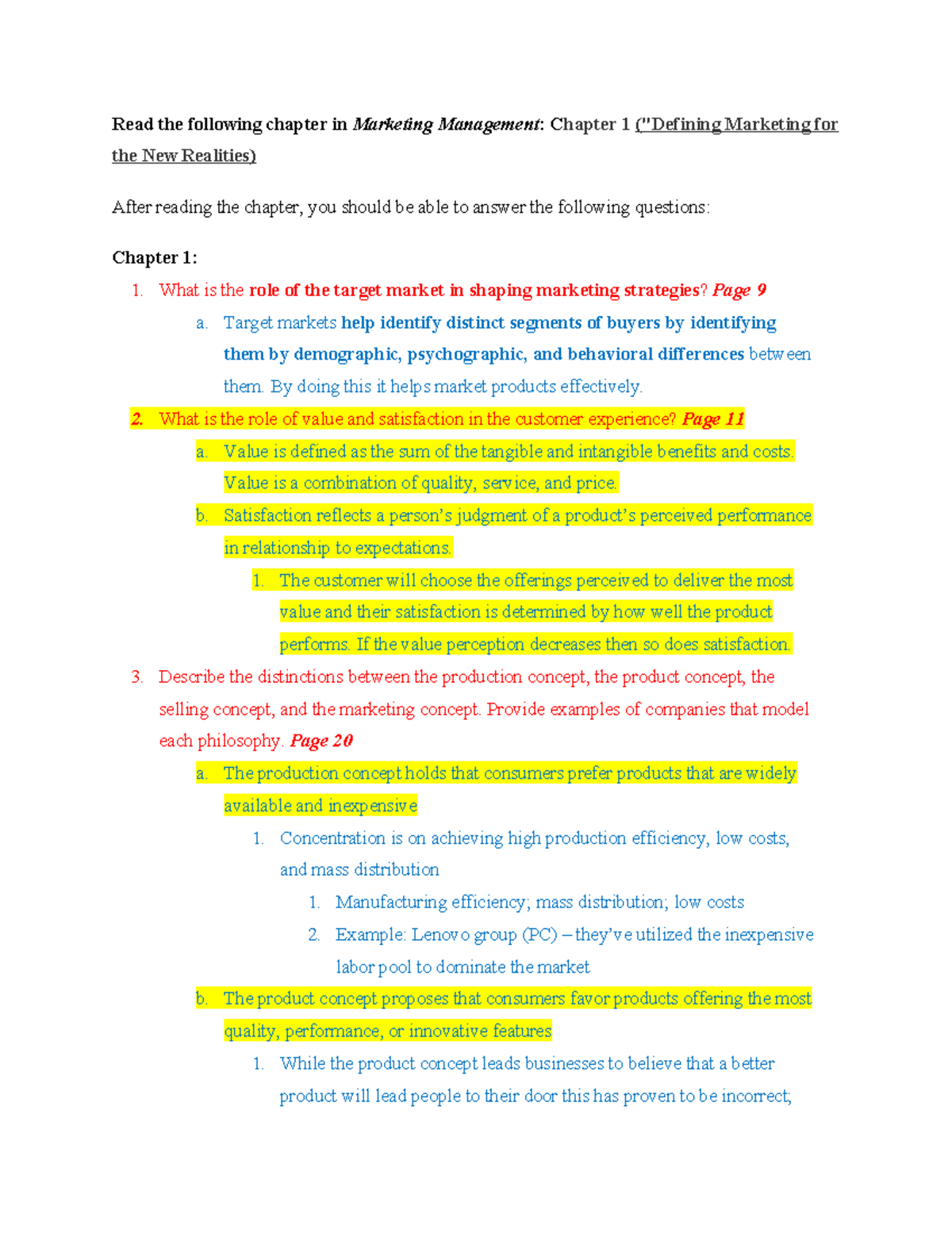 ASC1 Study questions - Read the following chapter in Marketing ...
