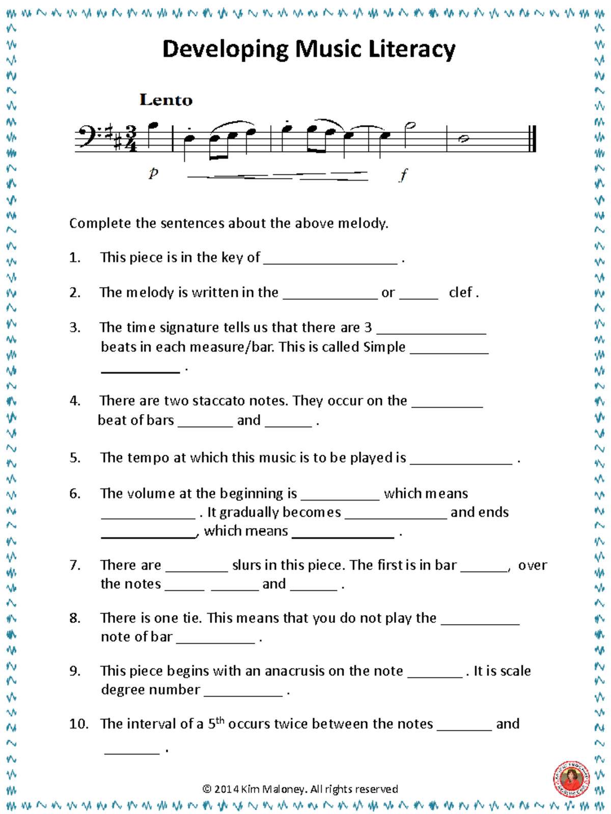 423574838 Music Theory Worksheet - Developing Music Literacy Complete ...