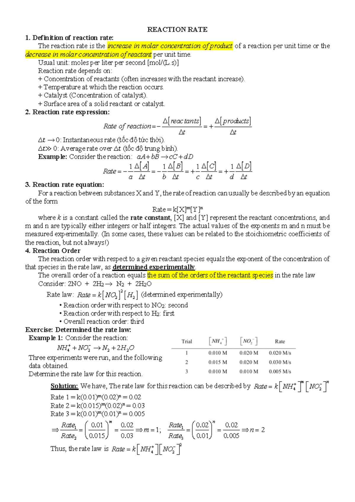 Reaction-Rate - hhgyfy - REACTION RATE 1. Definition of reaction rate ...