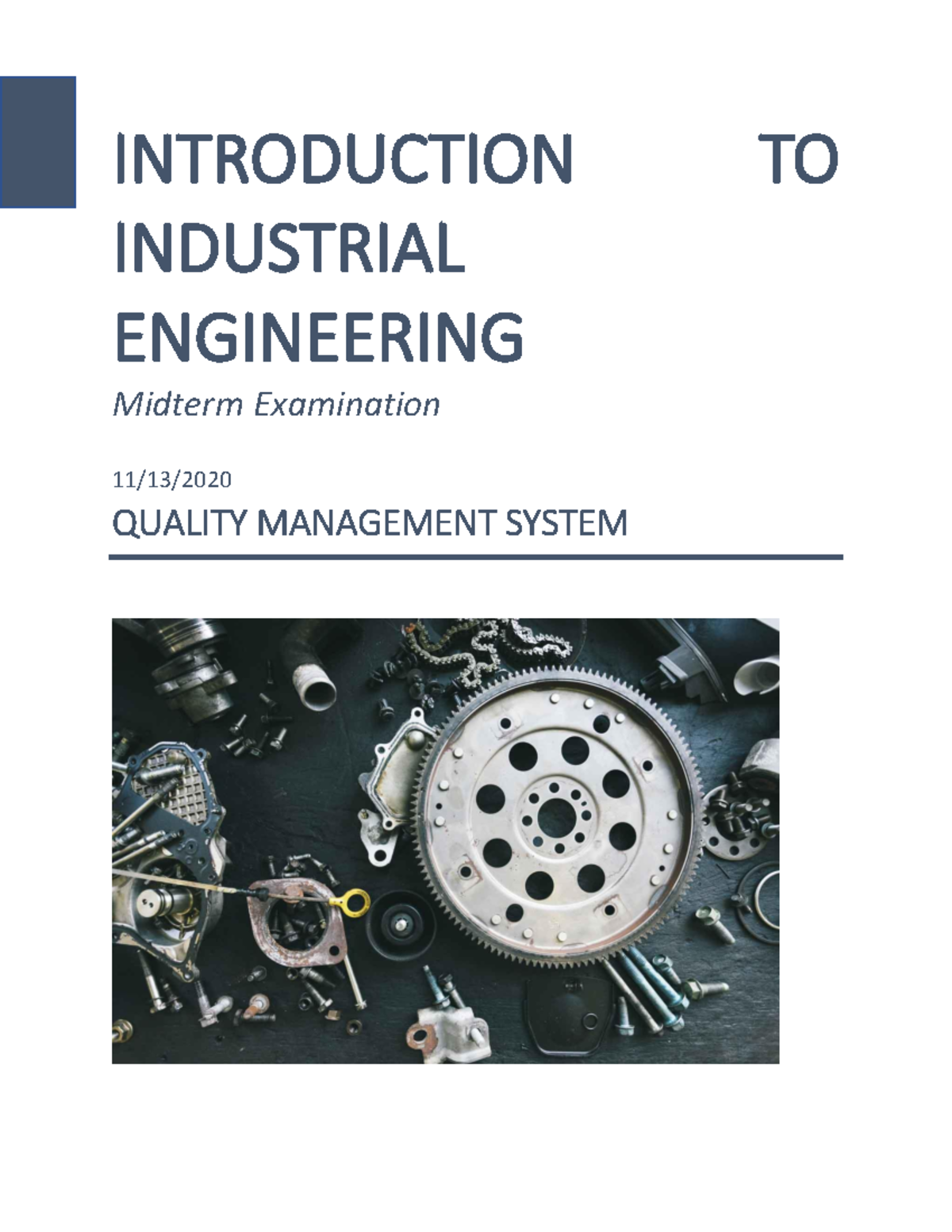 Midterm Examination in Introduction to Industrial Engineering ...