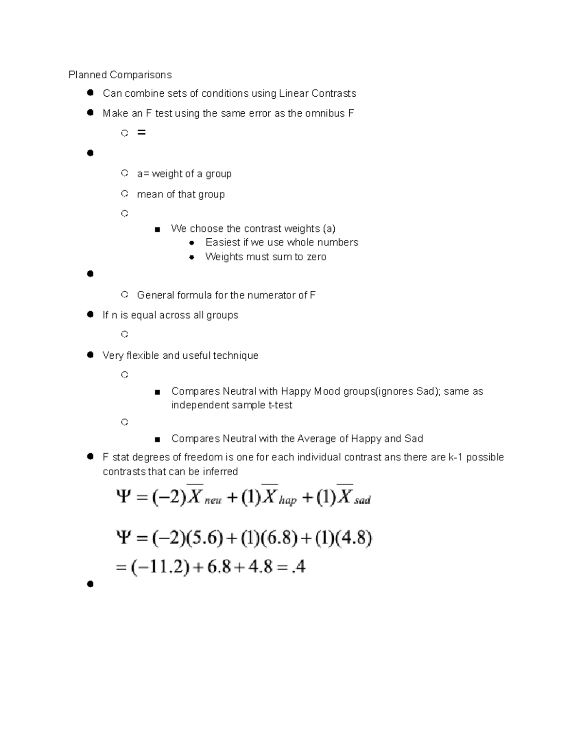 Psych 3321 Exam 4 Notes - Planned Comparisons Can combine sets of ...