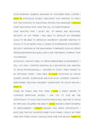 Parrafos Ingles - ok, is beutifull - My name is Melvin Enrique Rojas Barreda, I am from the city ...