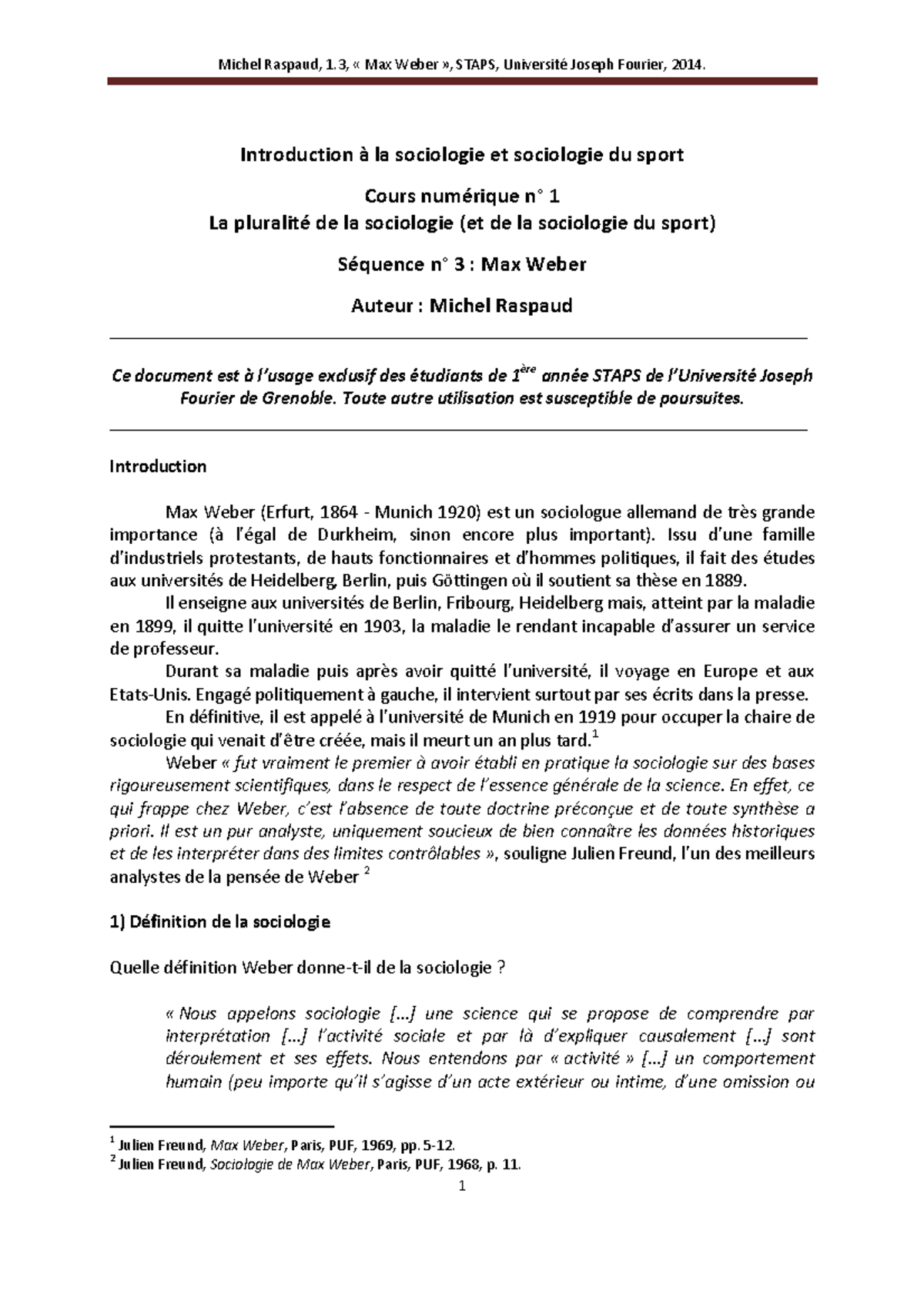 Socio PDF CN1-5 (L'activité sociale (Weber)) - Introduction à la sociologie et sociologie du ...