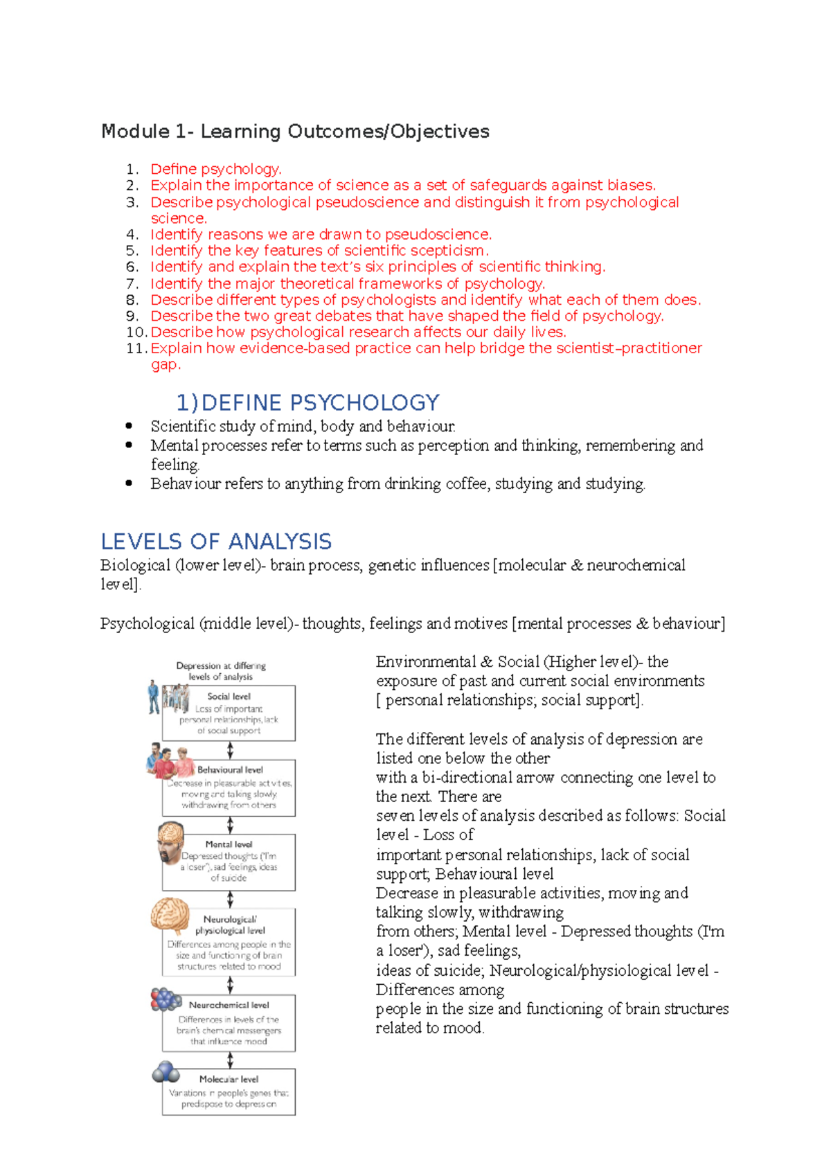 Science and pseudoscience in psychology - Module 1- Learning Outcomes/Objectives Define ...