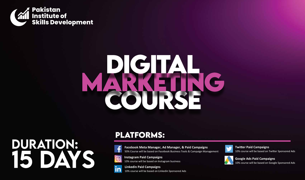 Digital Marketing course Outline - DURATiON: 15 DAYS Pakistan Institute ...