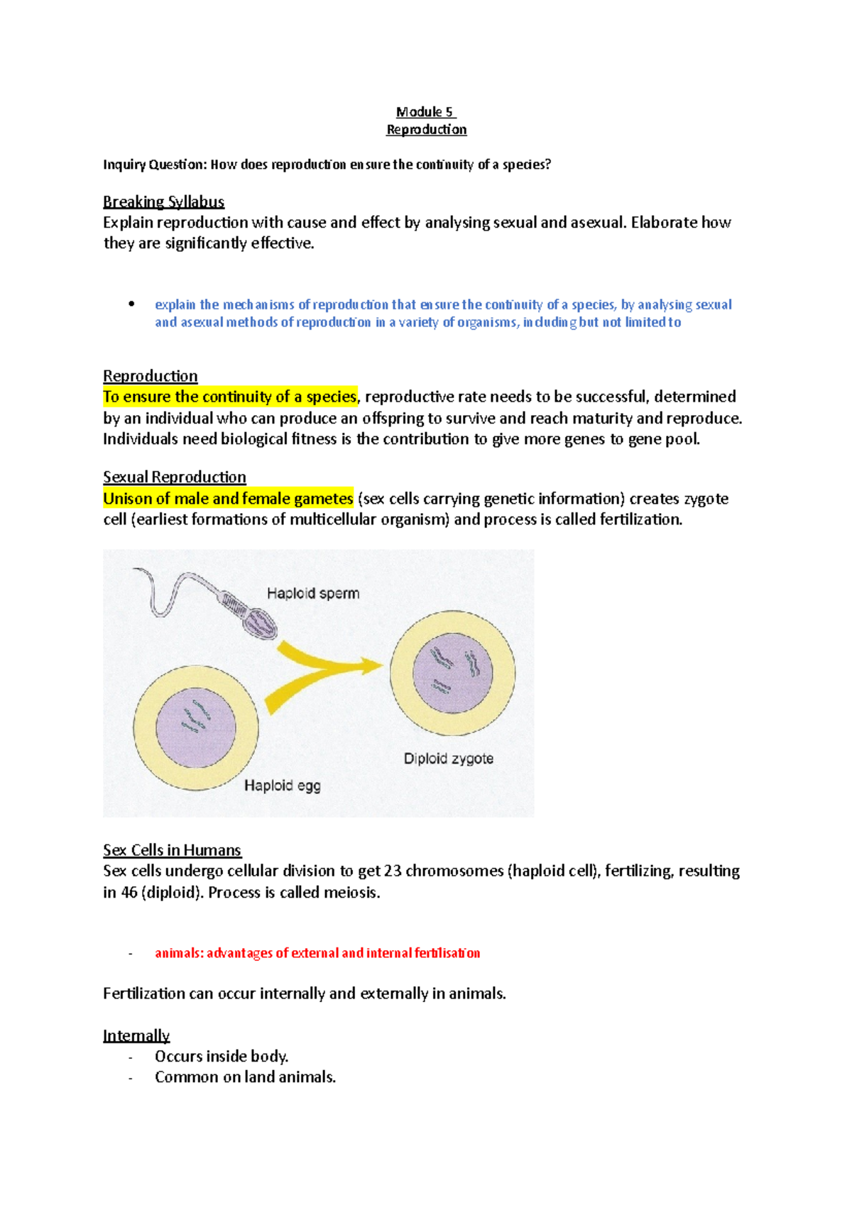 Module 5 Part 1 (Syllabus Bible) - Module 5 Reproduction Inquiry ...
