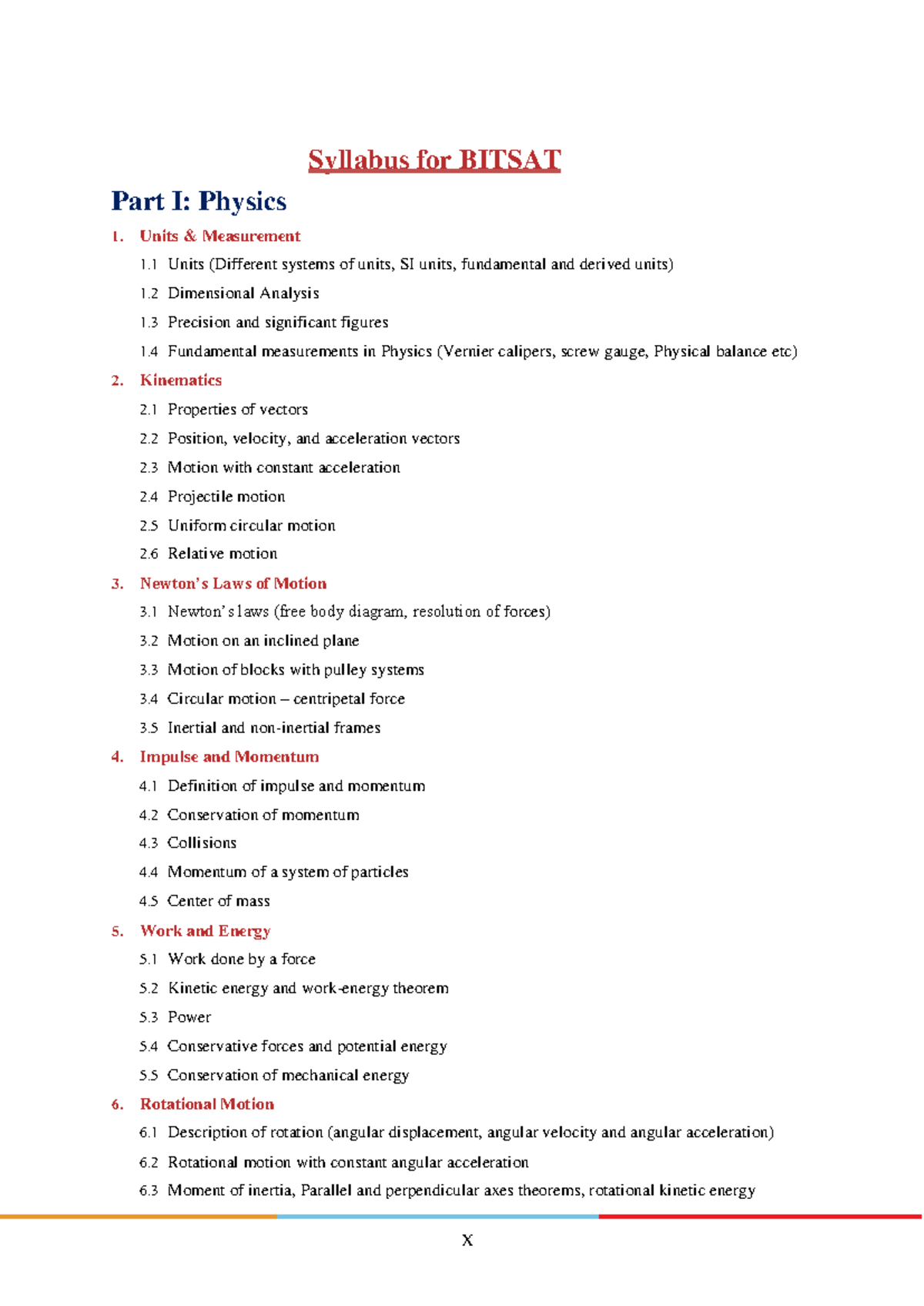 Bitsat-Syllabus - Useful for better future - X Annexure Syllabus for ...
