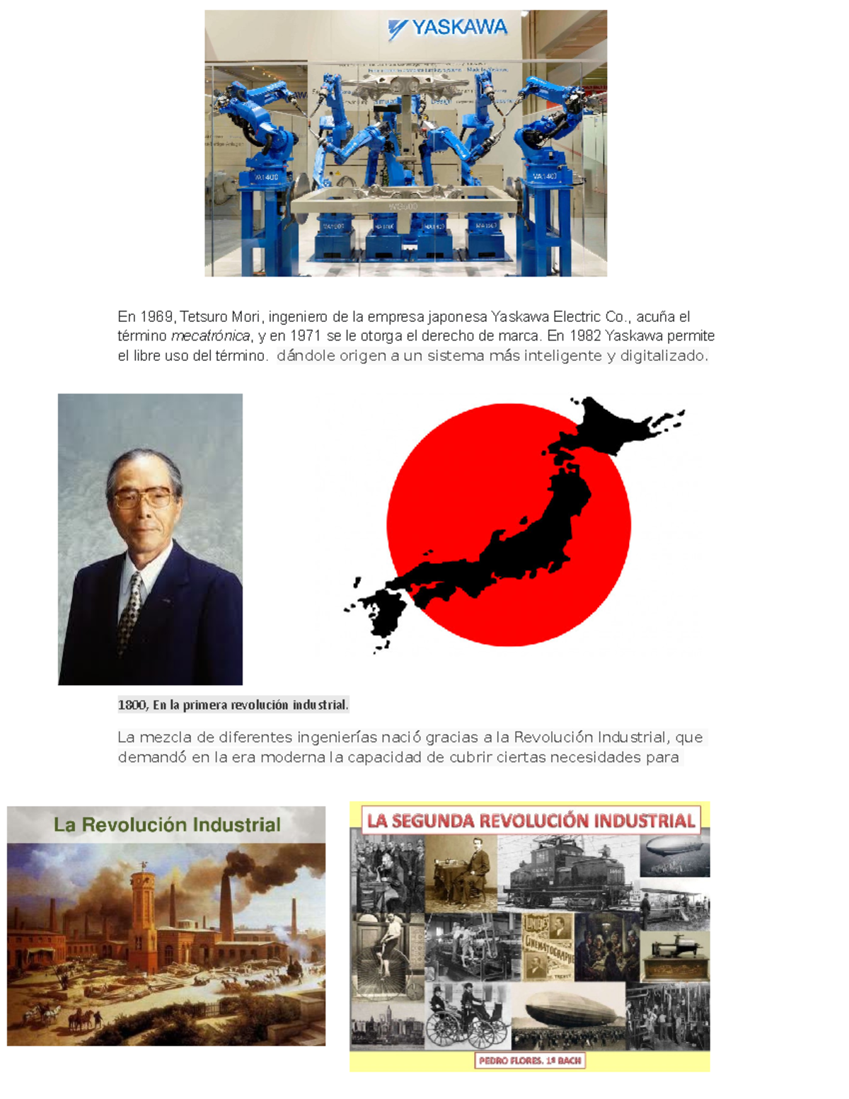 mecatronica historia - En 1969, Tetsuro Mori, ingeniero de la empresa japonesa Yaskawa Electric ...