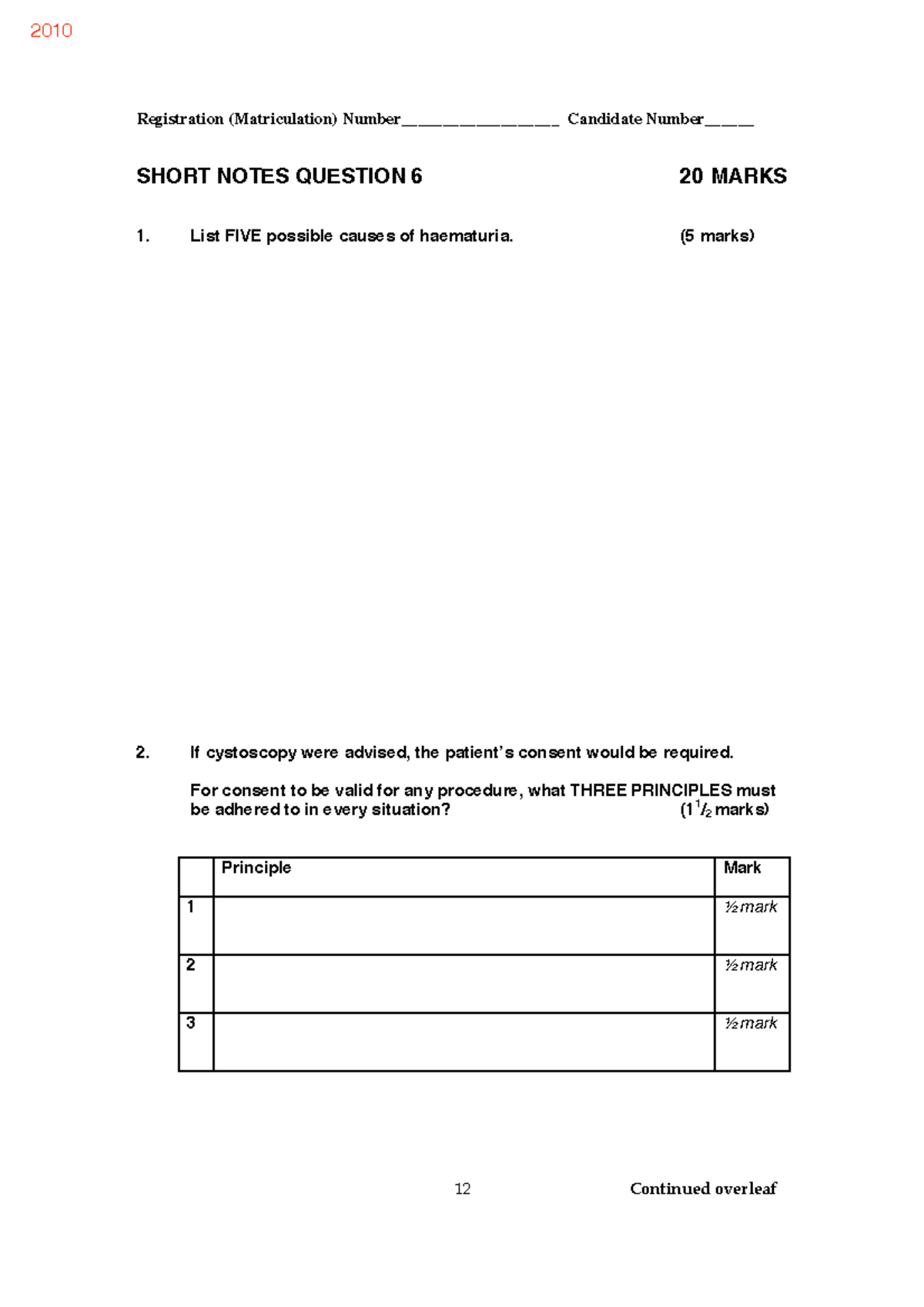 3rd year Past Paper Nephrology / Urology Questions - Registration ...