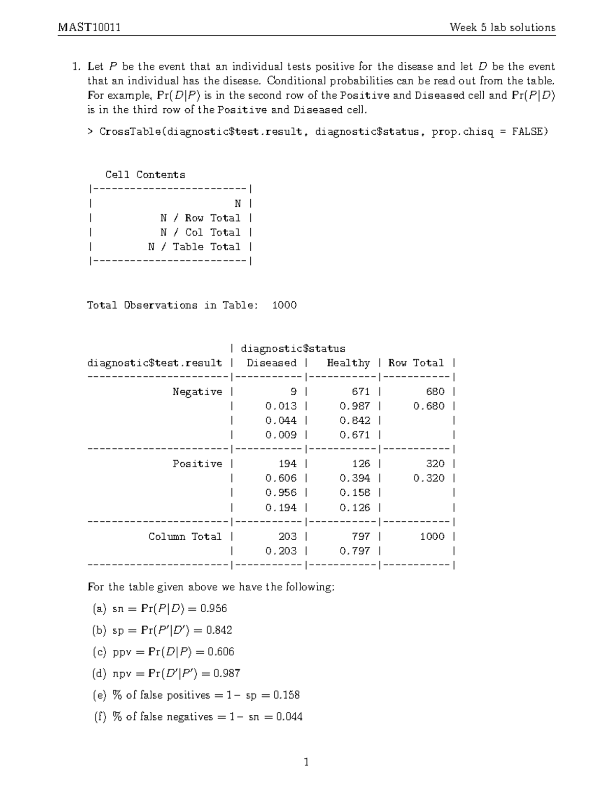 EDDA Computer Lab Worksheet Week 5 Solutions - LetPbe the event that an ...