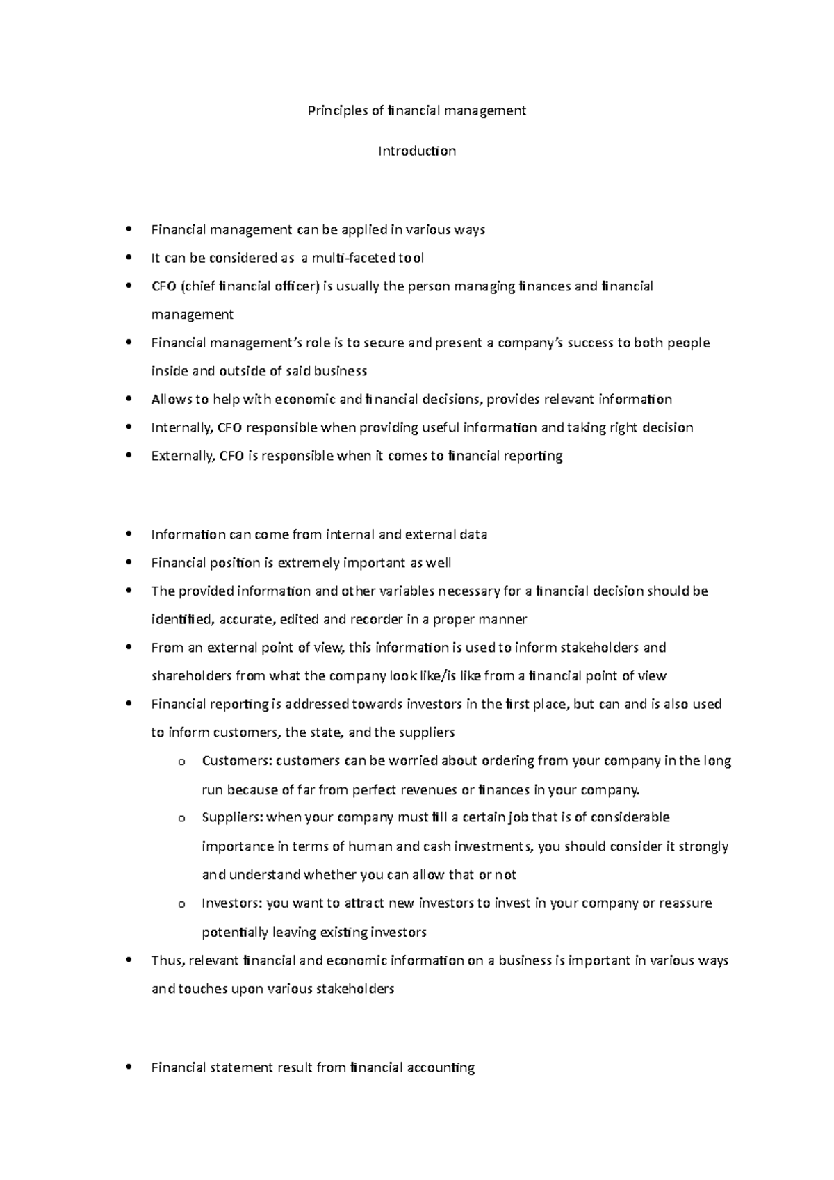 Introduction to Financial Management - Principles of financial ...