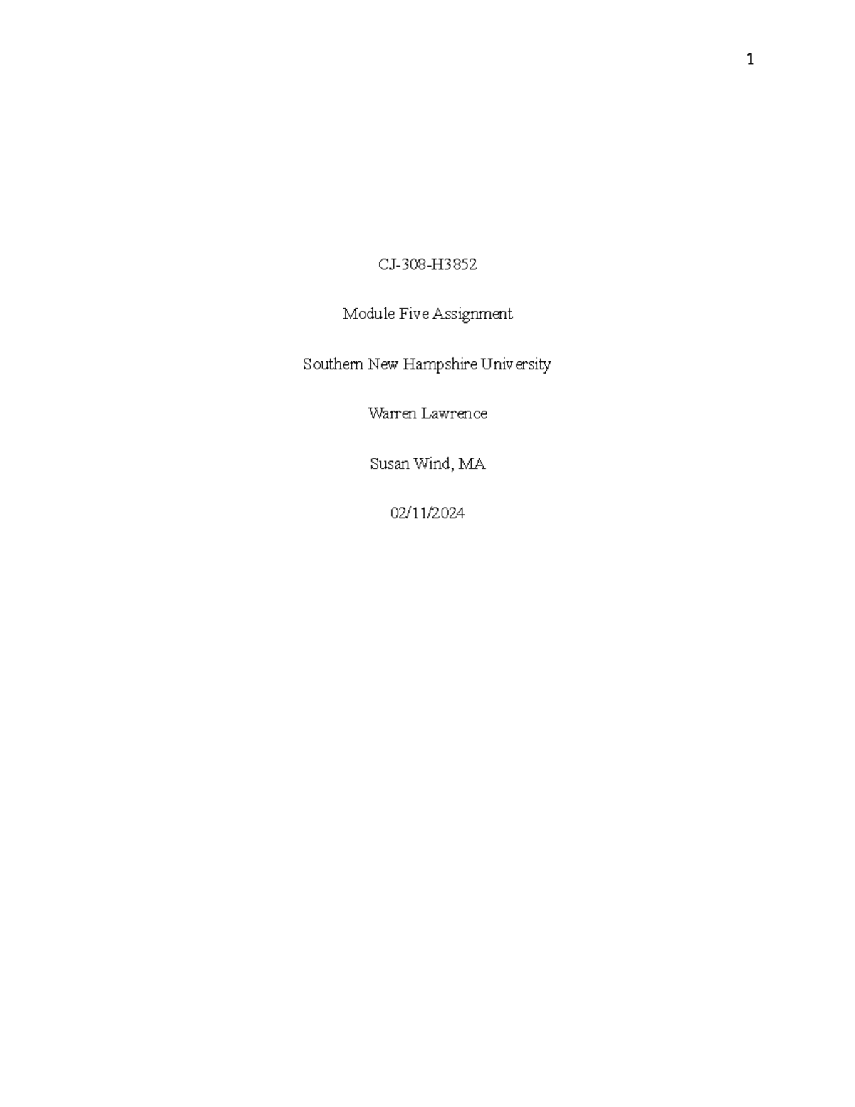 CJ 308 Module 5 Yahoo Breach Warren Lawrence - 1 CJ-308-H Module Five ...