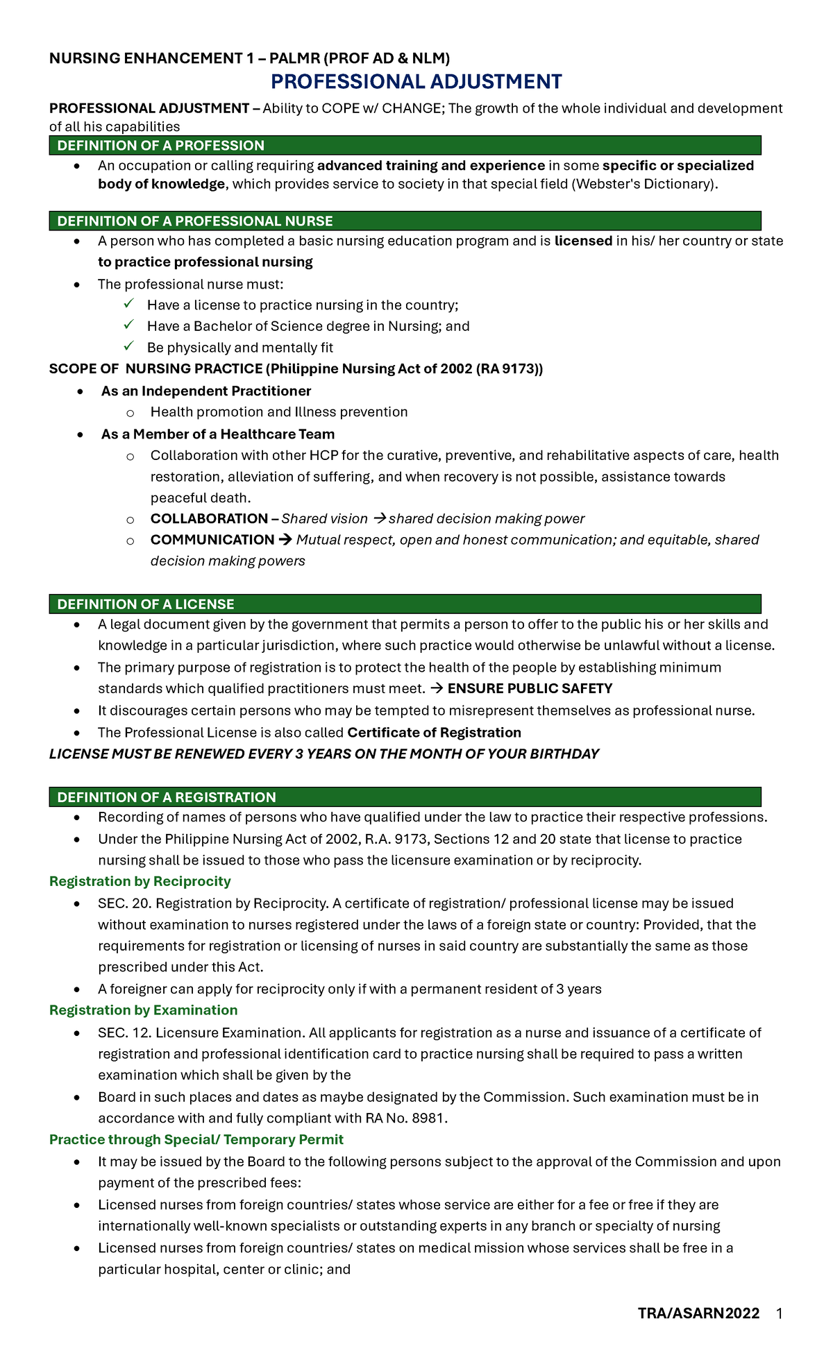 NE LECTURES 2024-2025 - PROFESSIONAL ADJUSTMENT PROFESSIONAL ADJUSTMENT ...