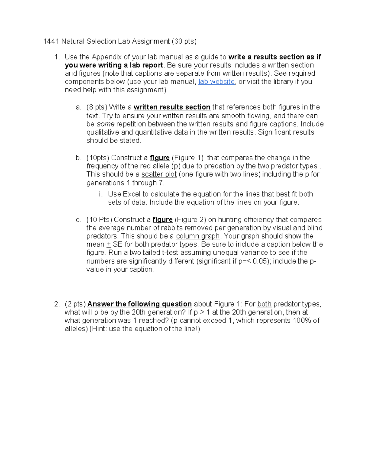 1441 Natural Selection Assignment - 1441 Natural Selection Lab ...