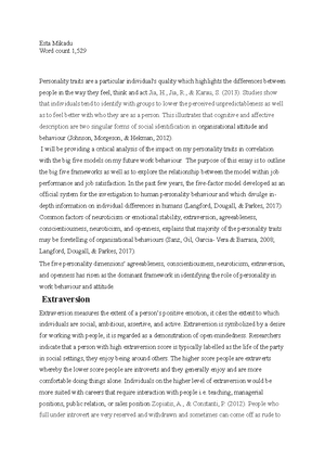 Example 1600 words - Example 1600 words Personality is what makes every ...