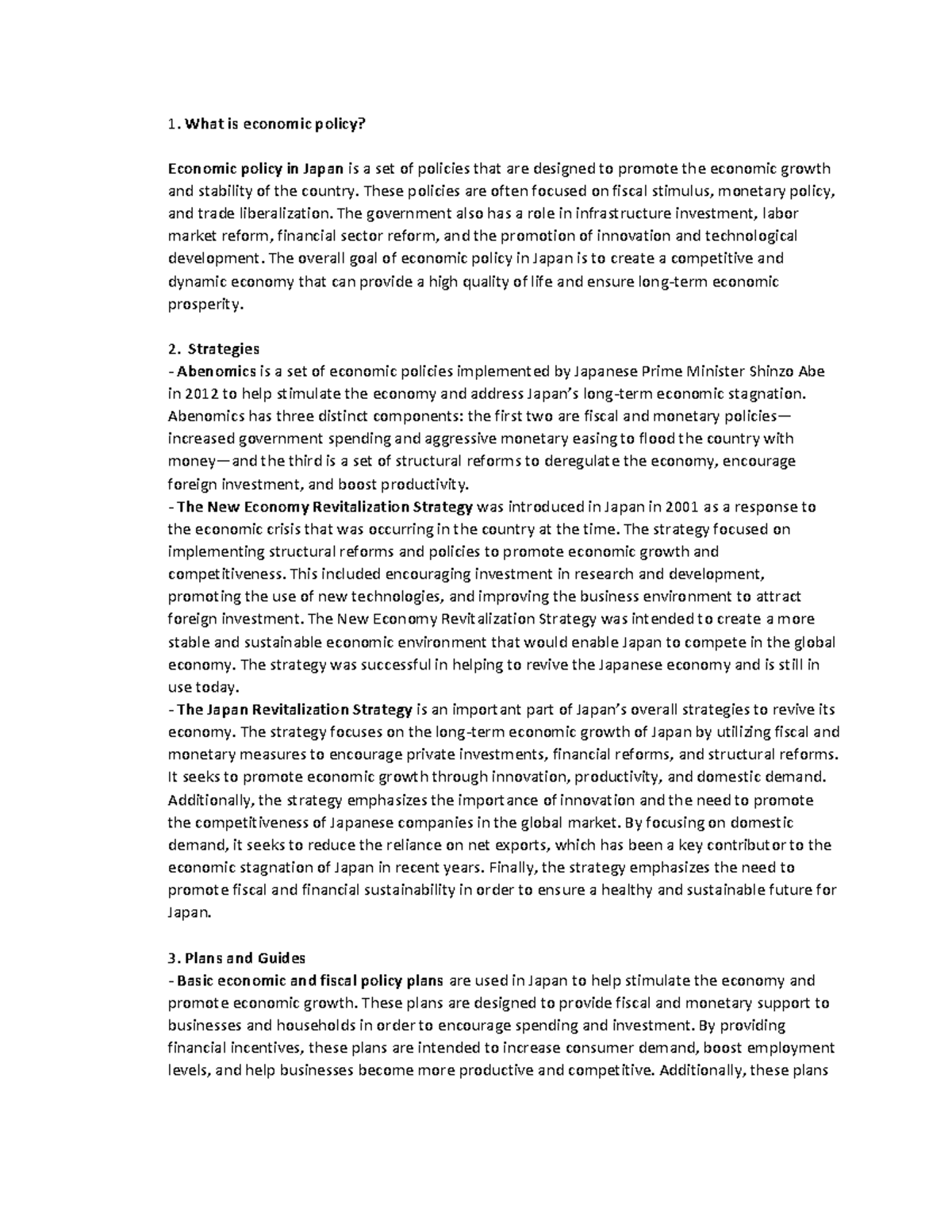 My Explanation in Investigative Report - What is economic policy ...