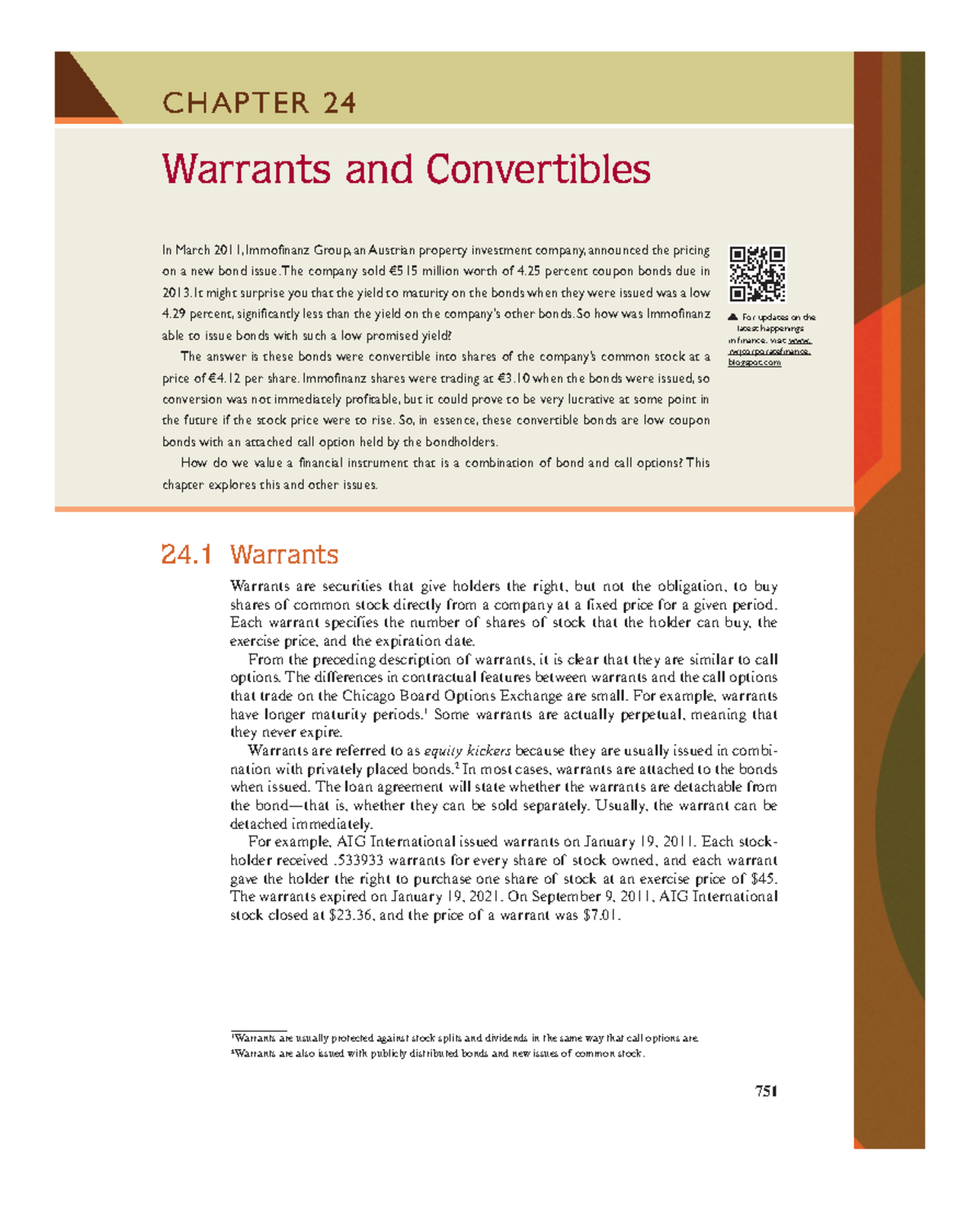 Chapter 24 - PART II: VALUE AND CAPITAL BUDGETING 751 CHAPTER 24 ...