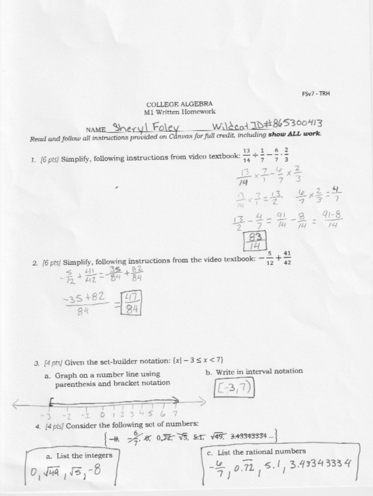 College Algebra Written Homework - MATH 100 - Studocu