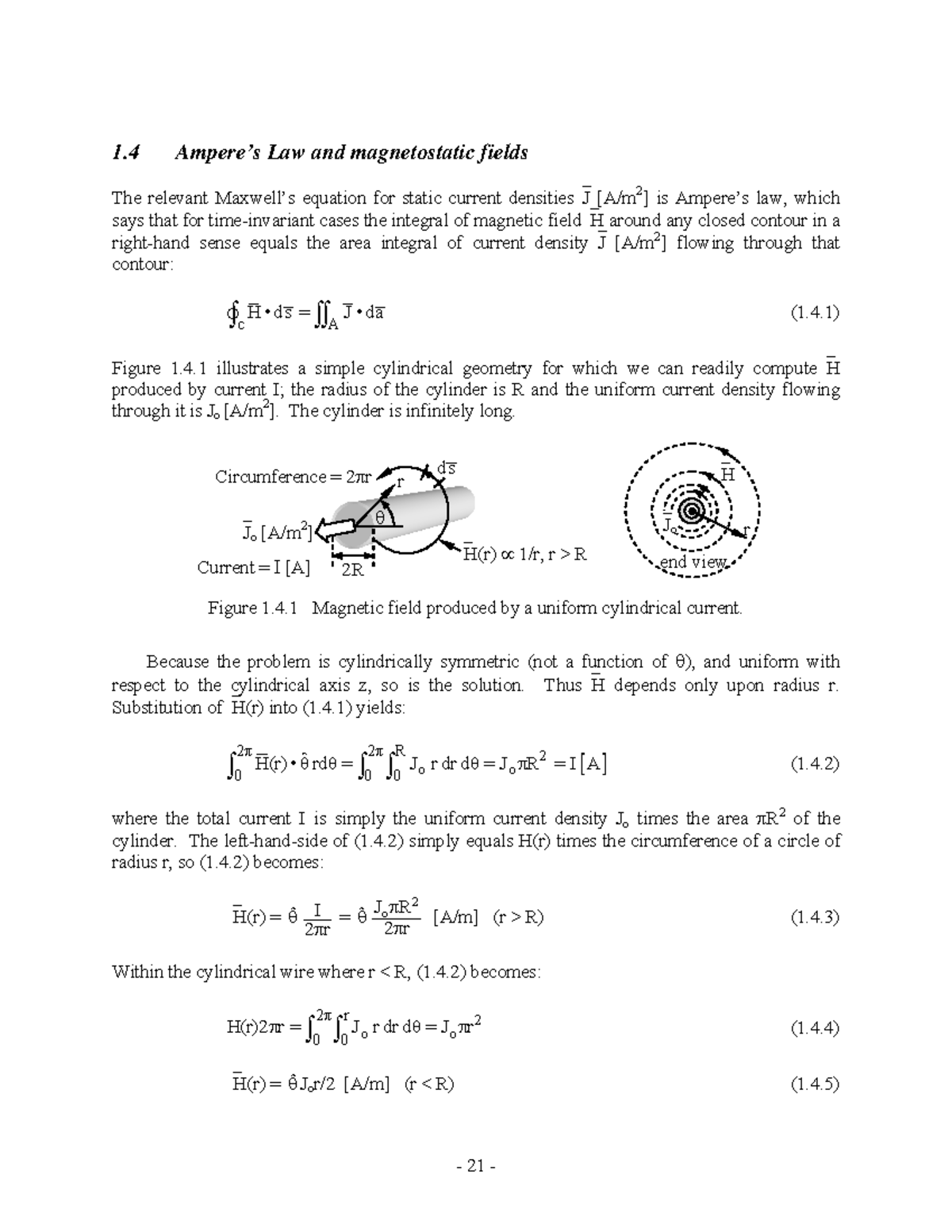 Electric Engineering-3 - Circumference = 2 r ⎯ r θ π ds ⎯Jo [A/m 2 ] H ...