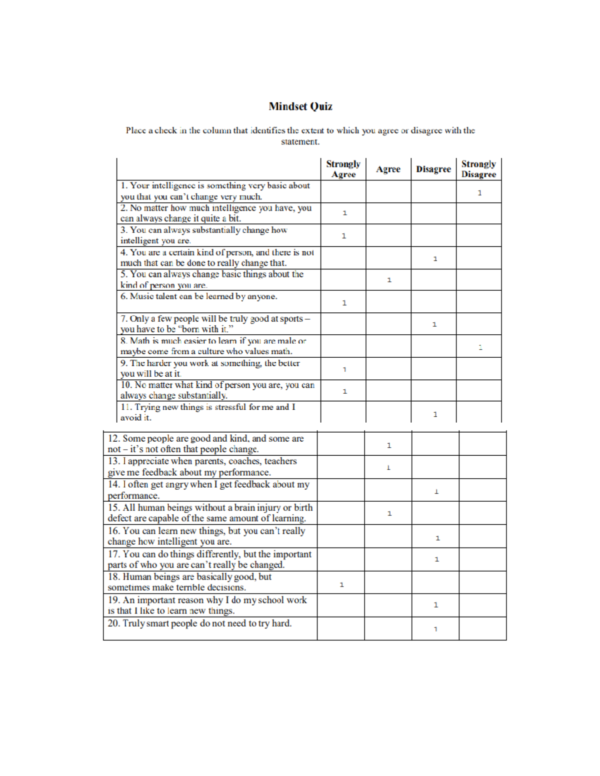 Mindset quiz chapter four and chapter five 2018 2019 exci 204 - EXCI ...