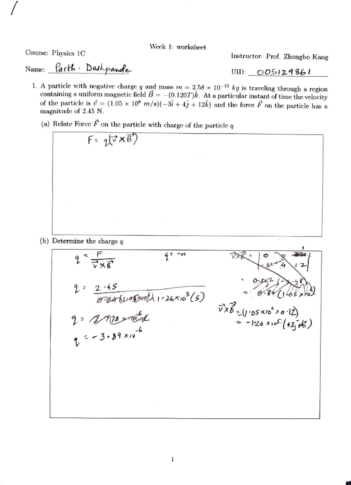 Worksheet 1 Physics 1C - PHY 1C - Studocu