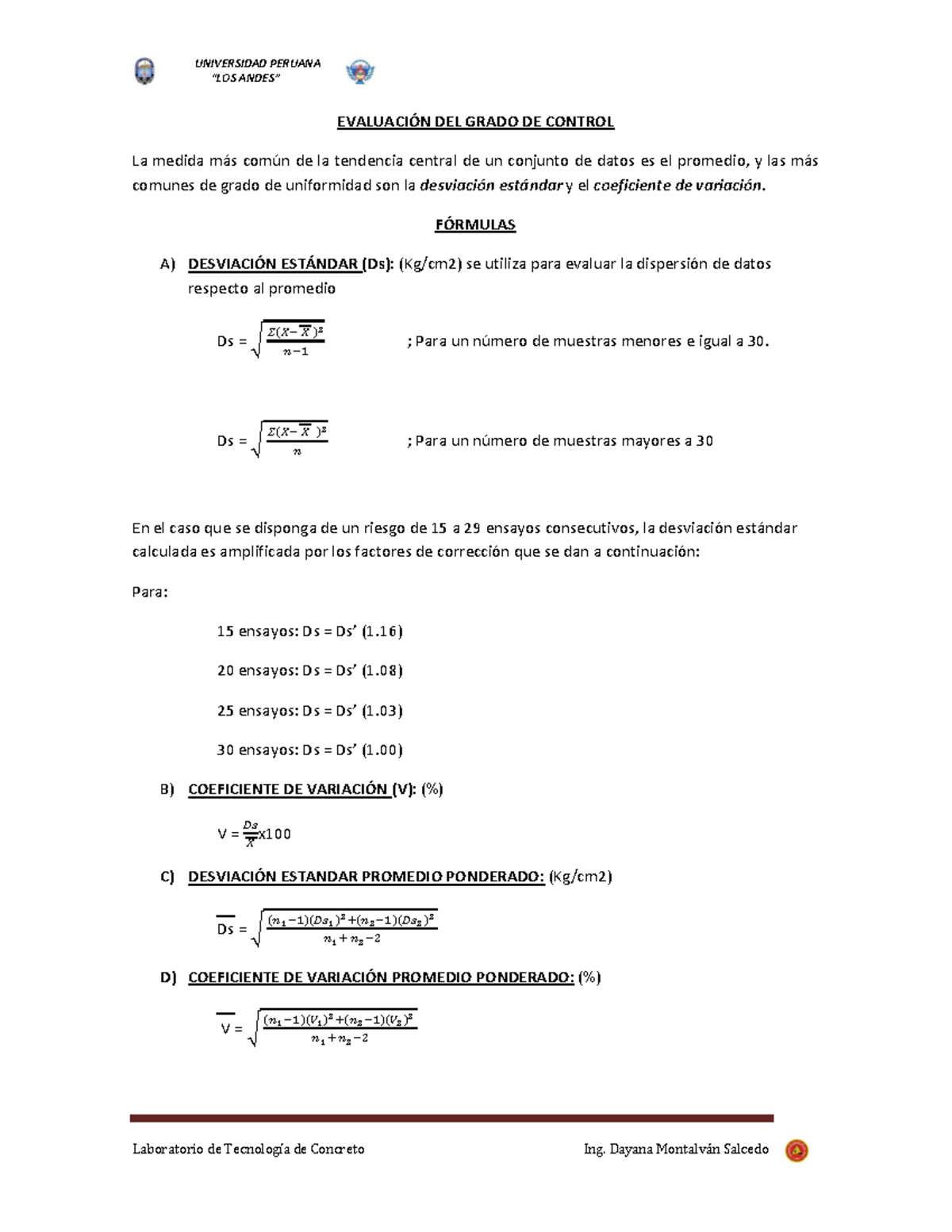 12S. Evaluación DEL Grado DE Control - UNIVERSIDAD PERUANA “LOS ANDES ...