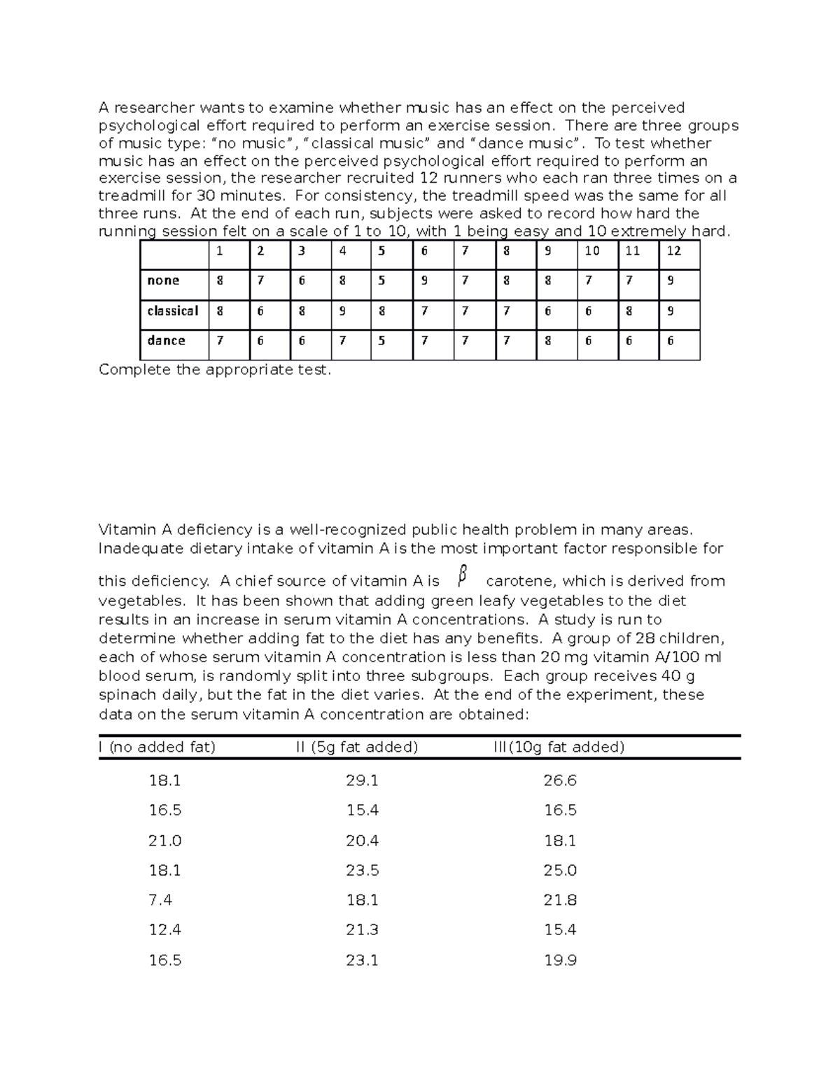 Sample/practice exam 17 March 2016, questions - A researcher wants to ...