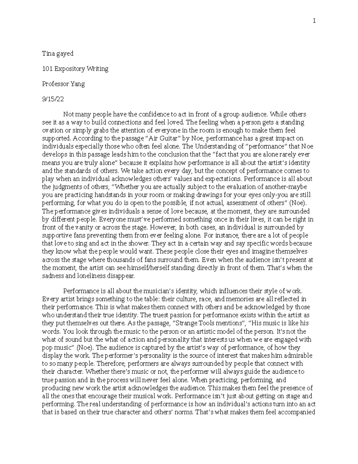 101 Expo-final draft - essay - 1 Tina gayed 101 Expository Writing ...