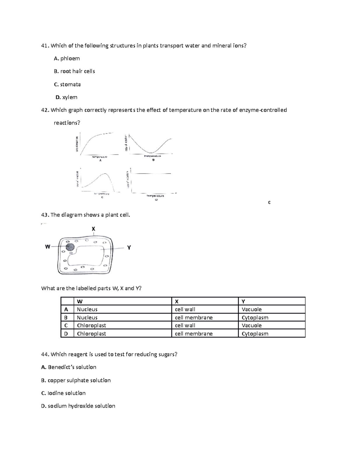 Single Science MID YEAR 2022 - Which of the following structures in ...