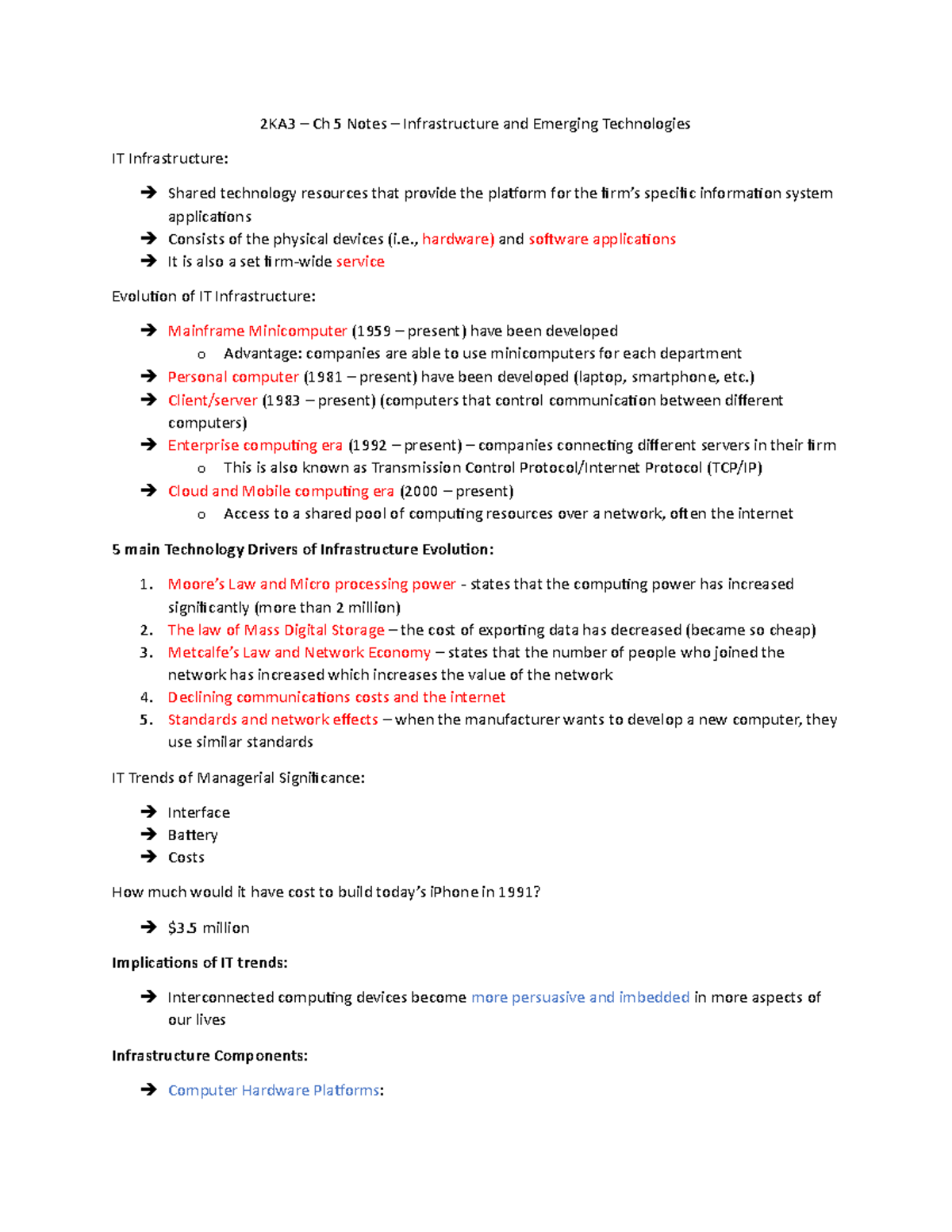 2KA3 - Ch 5 Notes - 2KA3 – Ch 5 Notes – Infrastructure and Emerging ...