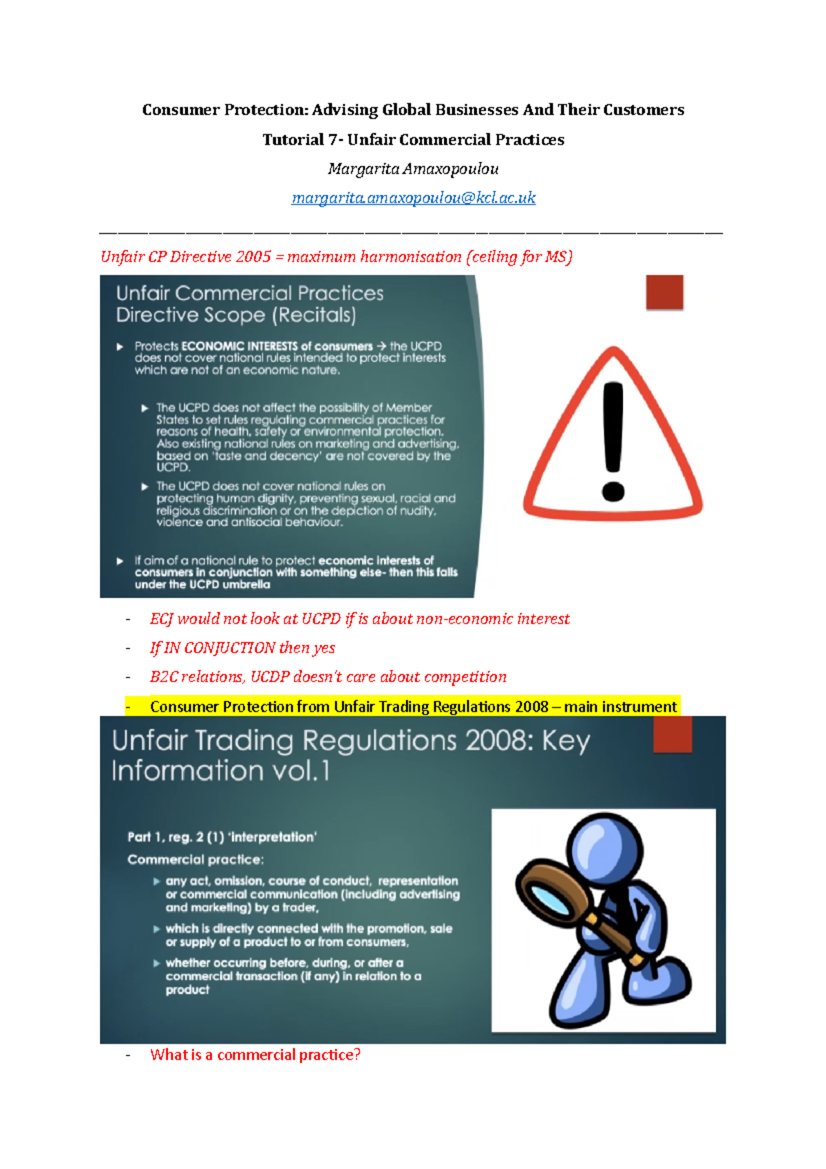 Consumer Protection Tutorial 7 - Consumer Protection: Advising Global ...