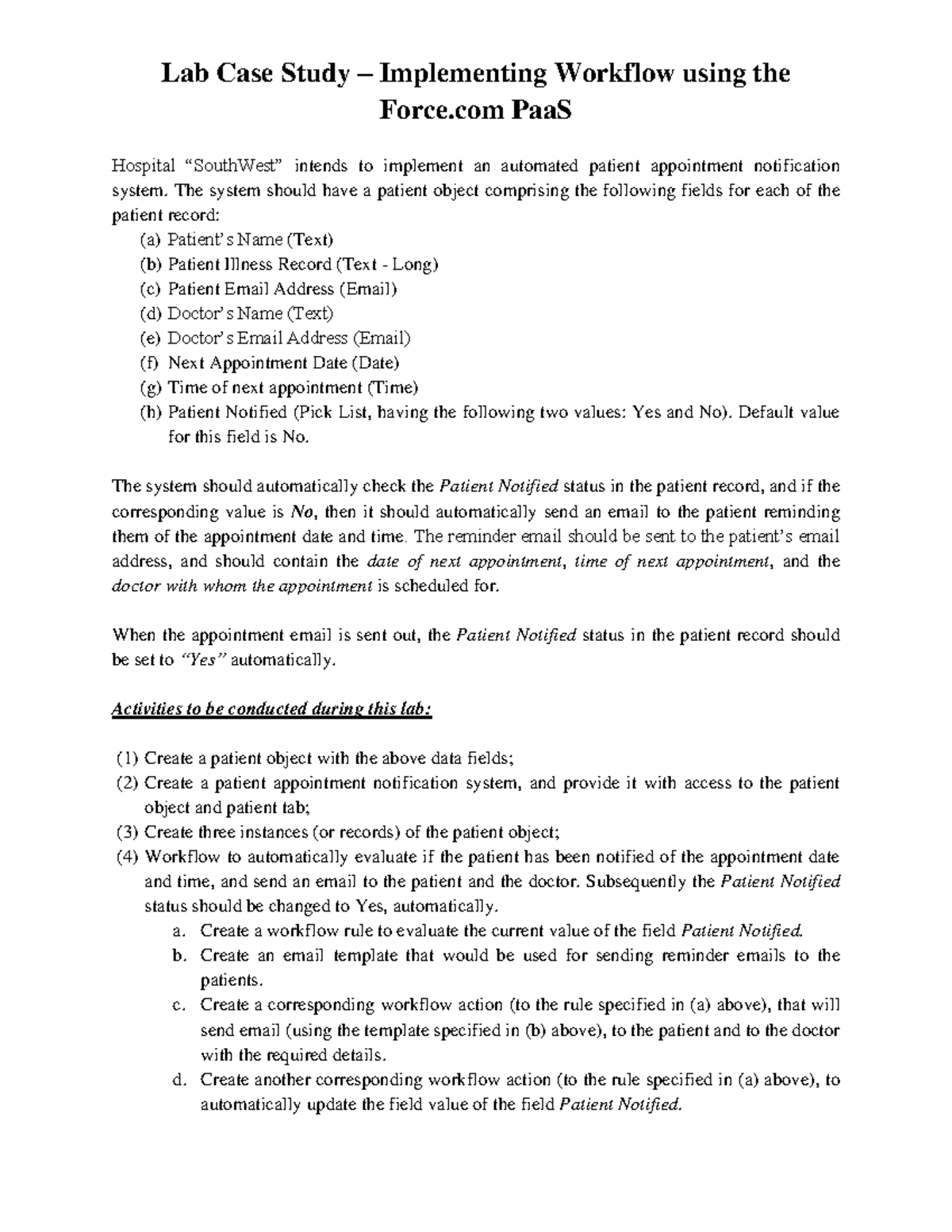 Lab Case Study - Enjoy - Lab Case Study – Implementing Workflow using ...