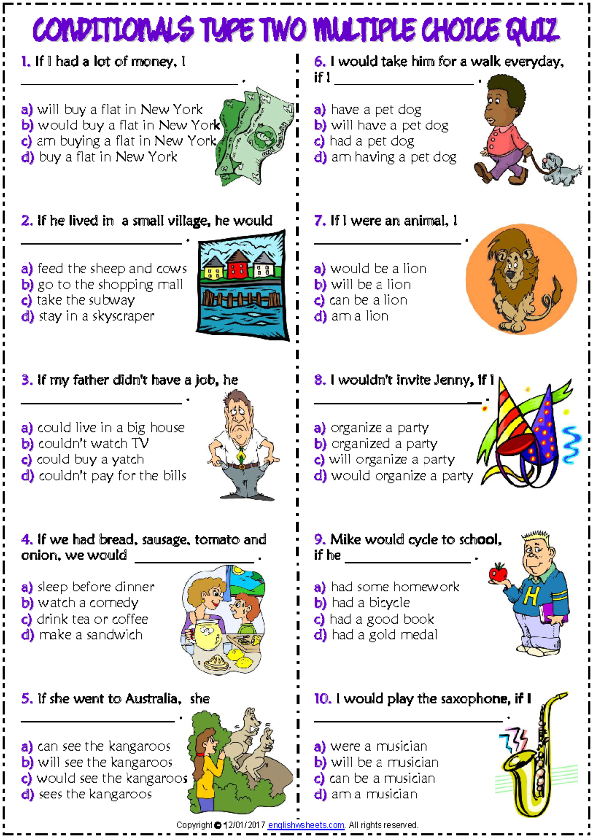 2.4.1 Second Conditional Practice - 1 1 . . If I had a lot of money, I ...