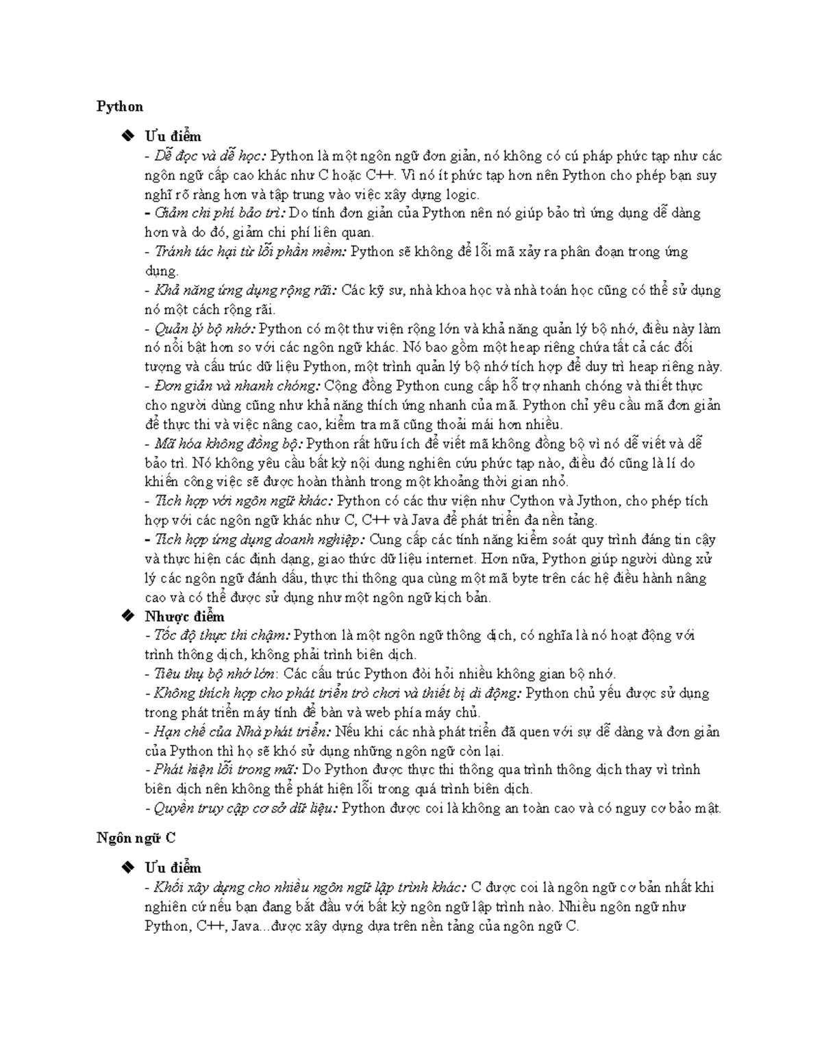 So sánh Python với C - cslt cslt cslt - Python Ưu điểm - Dễ đọc và dễ ...