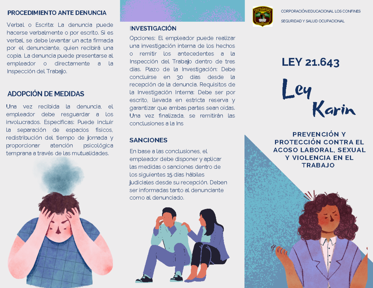 Tríptico Salud Mental LEY KARIN - L ey LEY 21. PREVENCIÓN Y PROTECCIÓN CONTRA EL ACOSO LABORAL ...