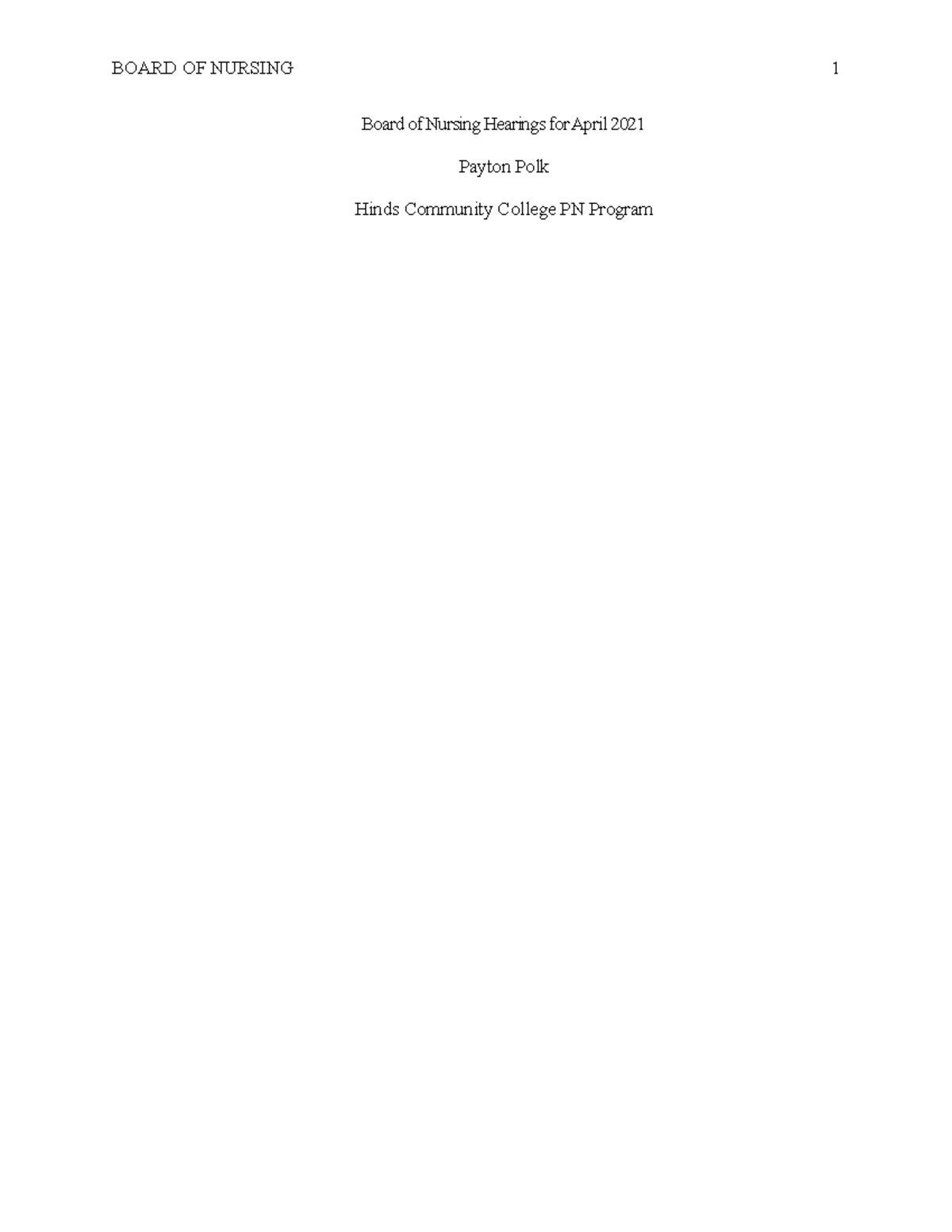 APA Format Template for apa formatted papers - Board of Nursing ...