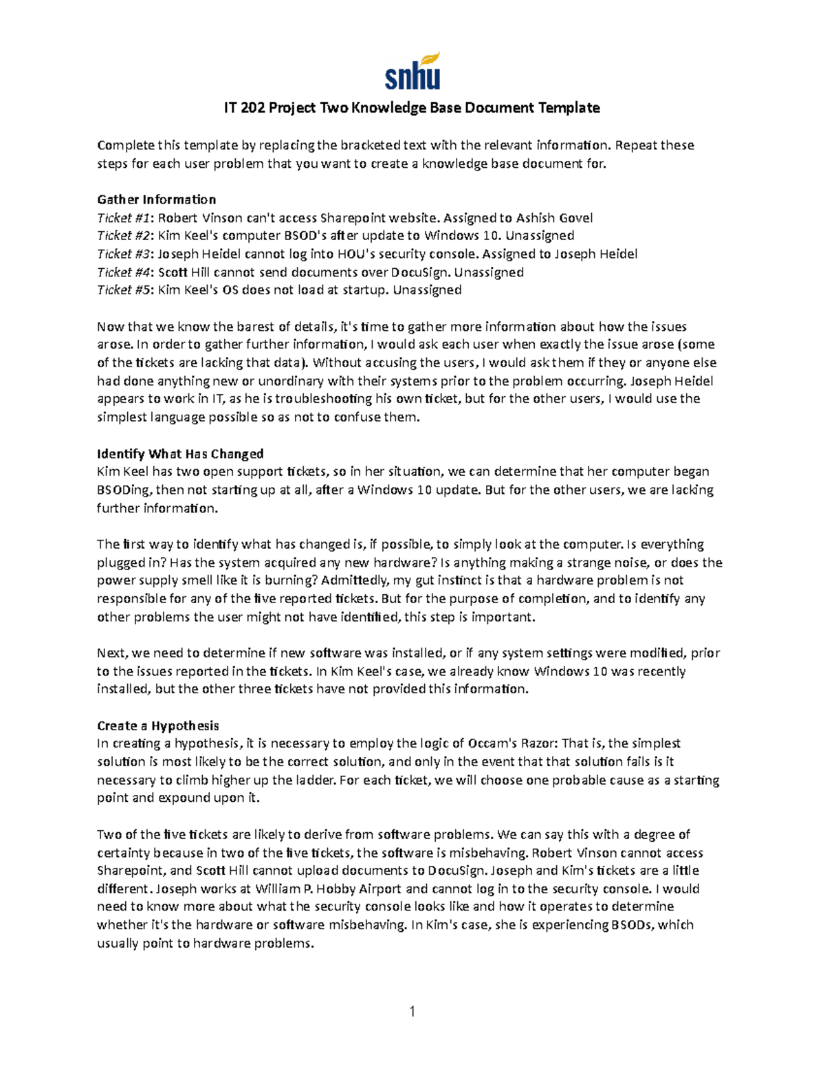 IT 202 Project Two Knowledge Base Document Template - Repeat these ...