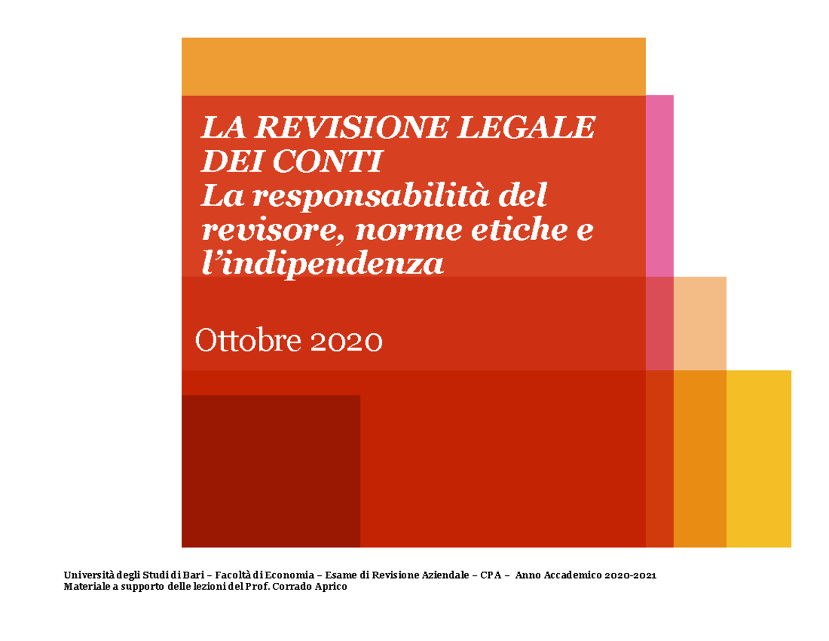 04 - slide 2020-2021 - LA REVISIONE LEGALE DEI CONTI La responsabilità ...
