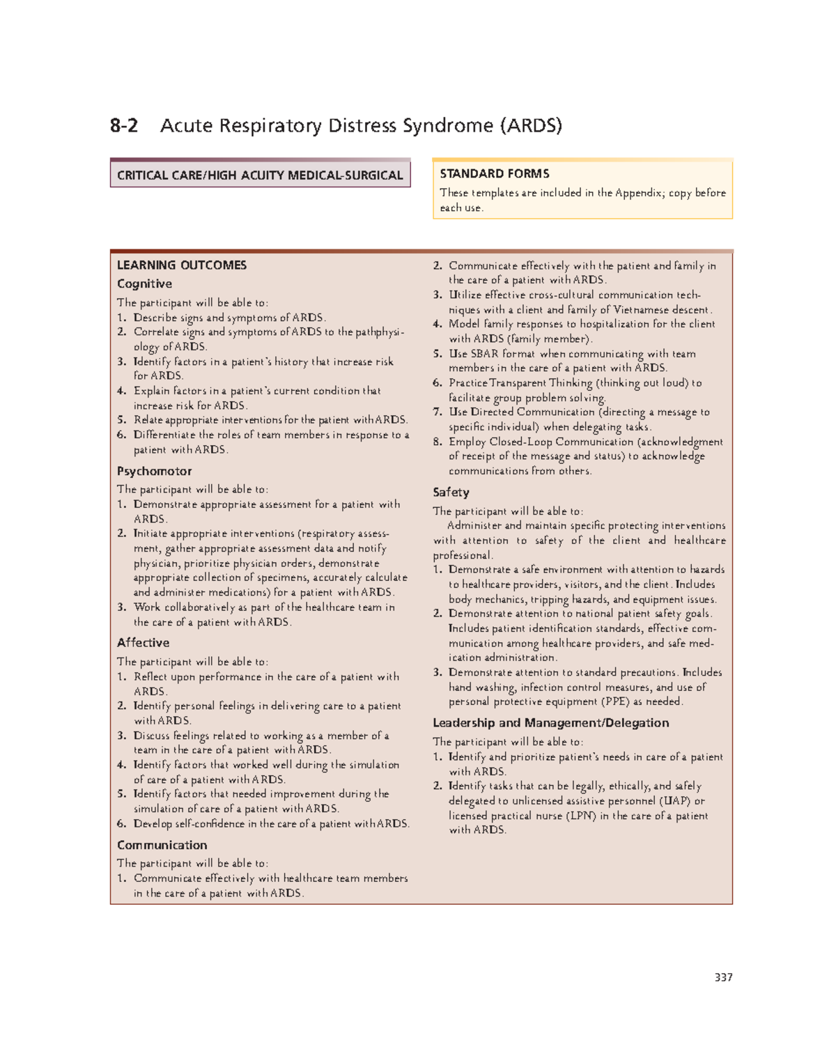 Dillon Participant Fillable ARDS - 337 8-2 Acute Respiratory Distress ...