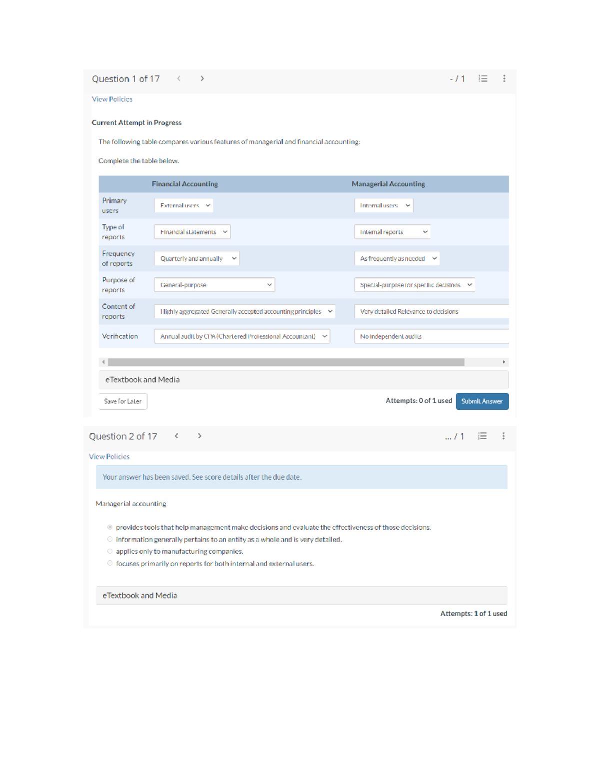 Week 4 Quiz Wiley - Question 1 of 17 View Policies Current Attempt in ...