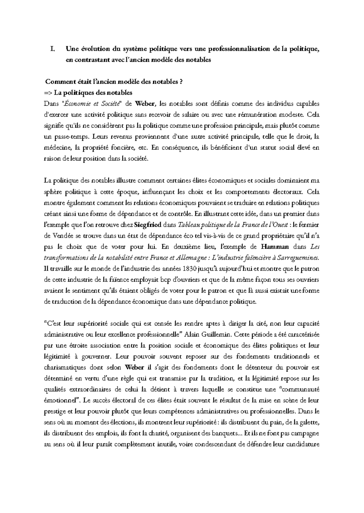 Professionalisation de la politique - I. Une évolution du système ...