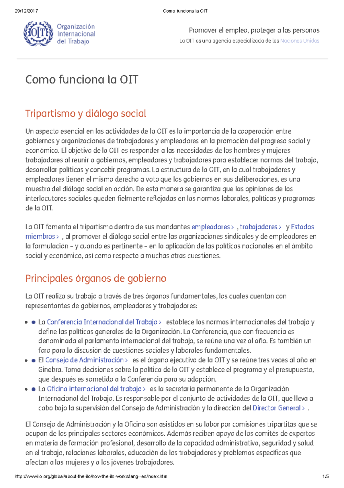 Como funciona la OIT - 29/12/2017 Como funciona la OIT - Studocu