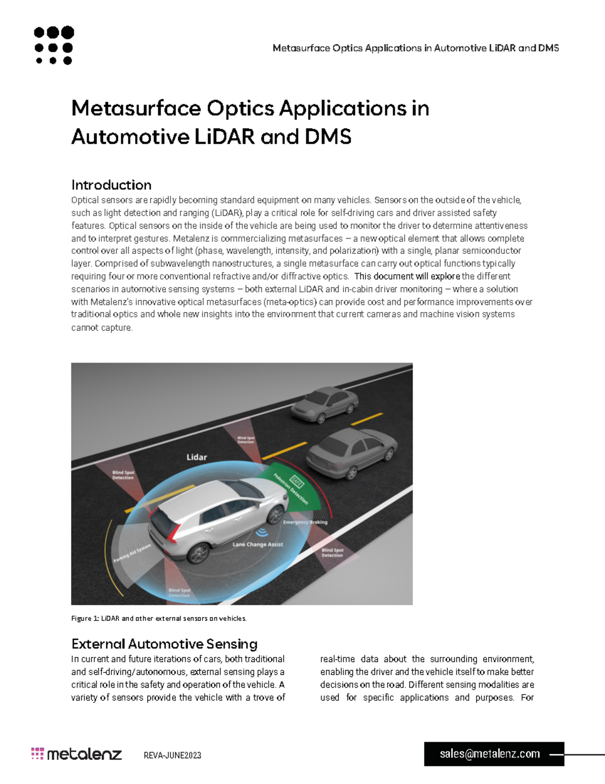 Metasurface Optics Applications in Automotive Li DAR and DMS - metalenz ...