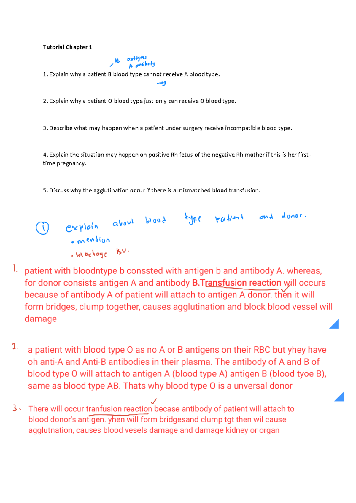 Tutorial chapter 1 bio310 - Introduction To Human Biology - Tutorial ...