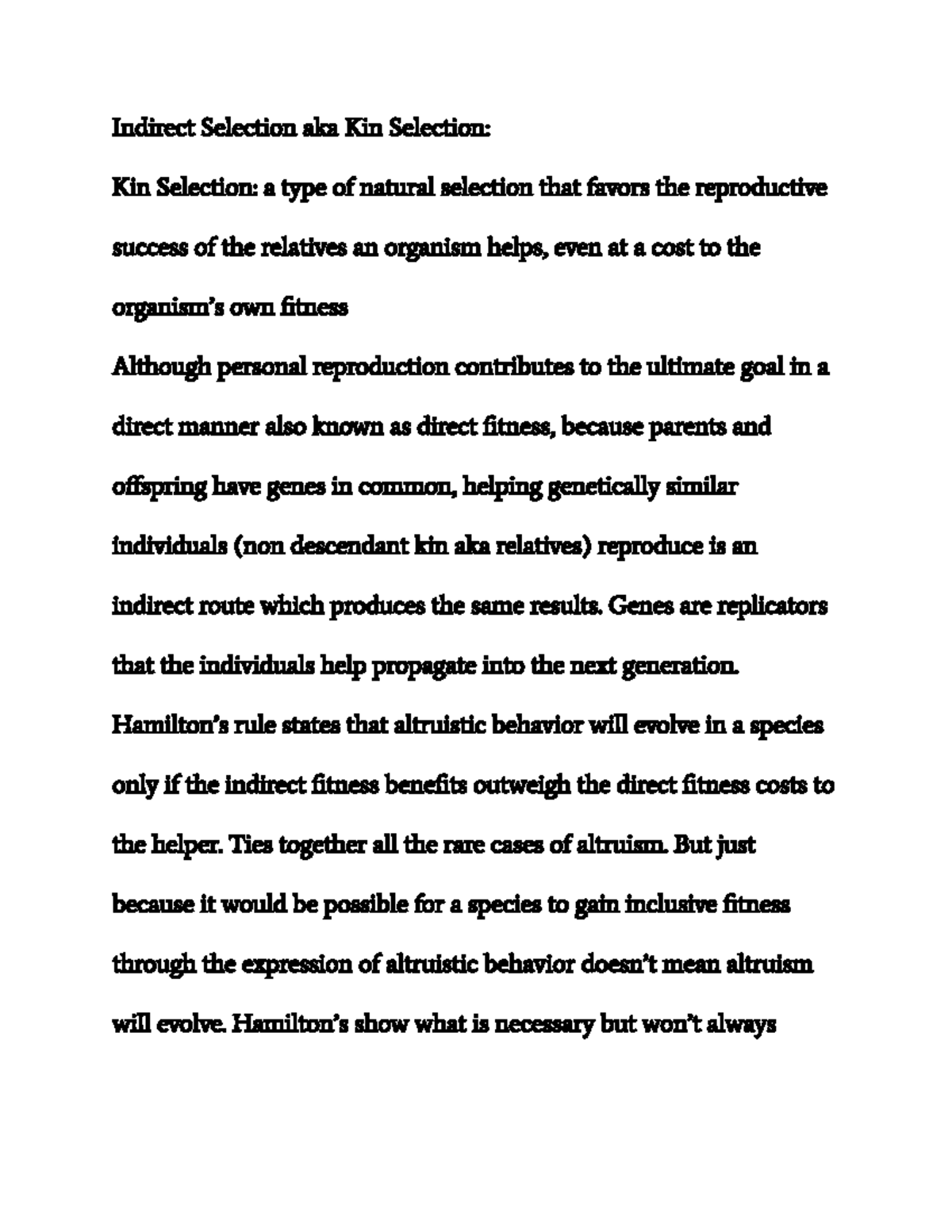 Kin Selection and Parental Care - Indirect Selection aka Kin Selection ...