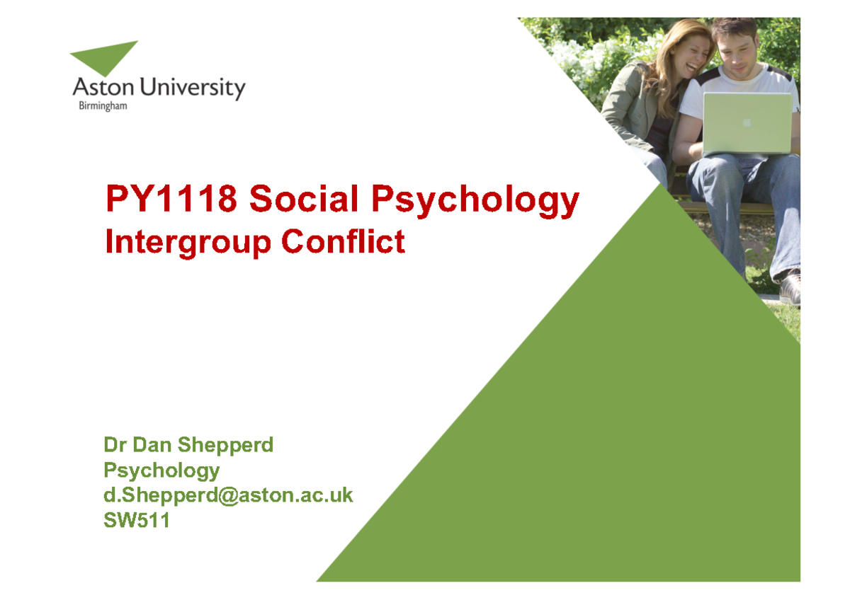 Intergroup Conflict (DS) pdf - PY1118 Social Psychology Intergroup ...
